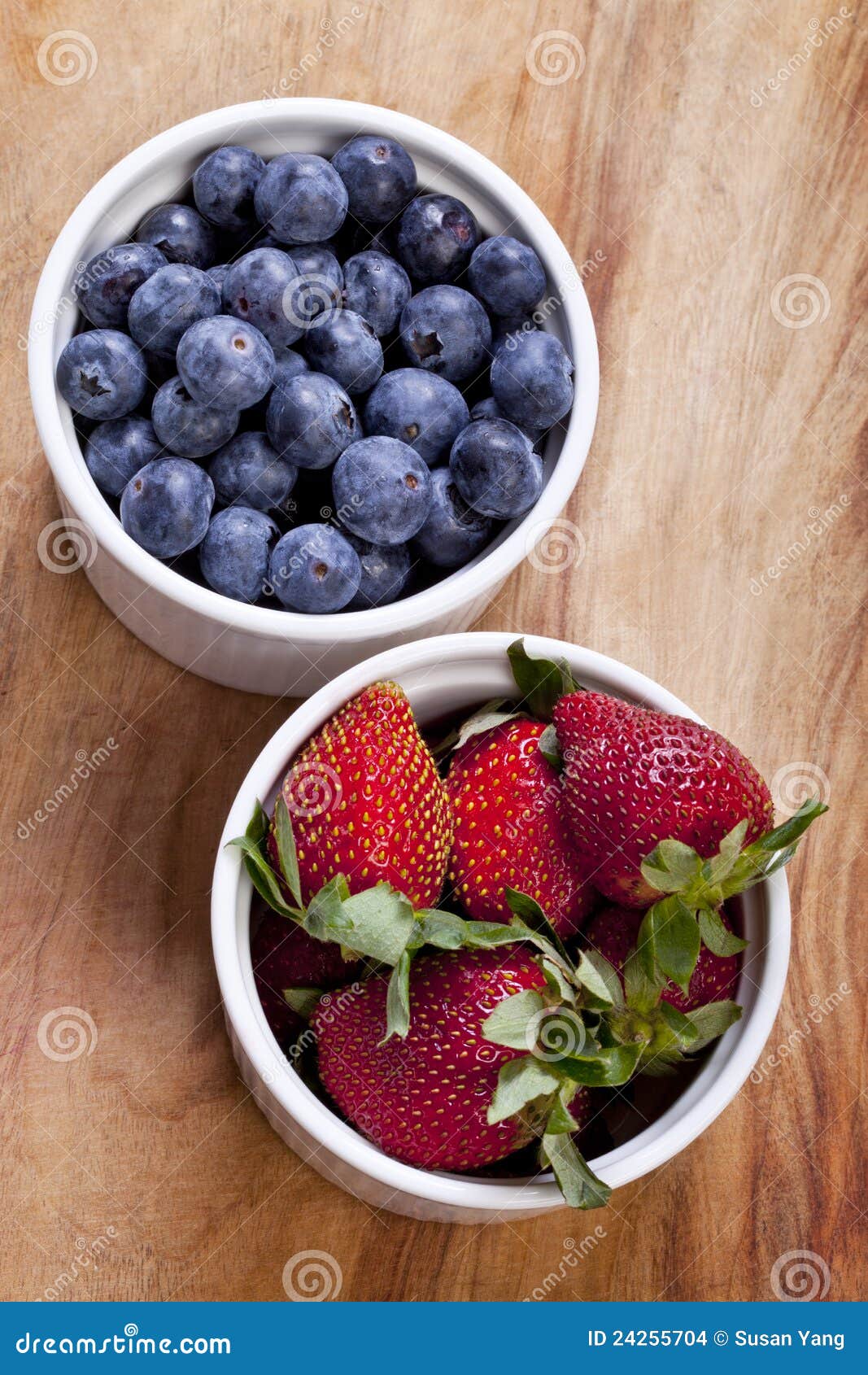 Bowls of Blueberries and Strawberries Stock Photo - Image of fresh ...