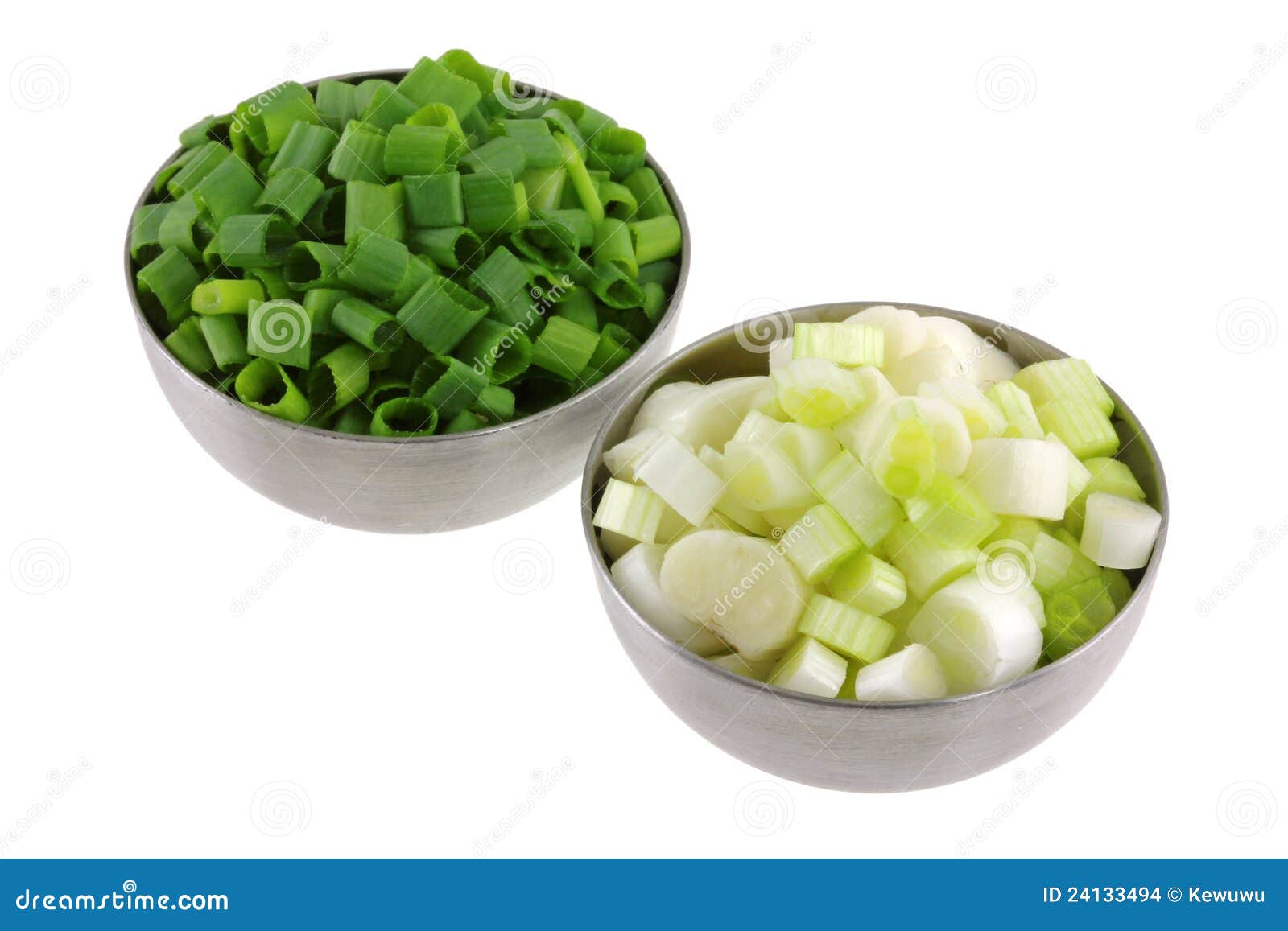 Bowls of Chopped Spring Onion Stock Photo - Image of scallions, herb ...