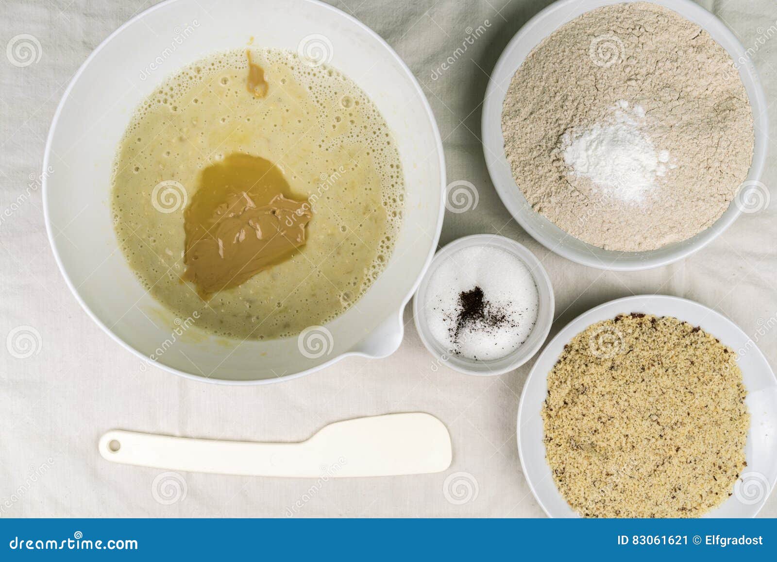 Bowls of Different Baking Ingredients Stock Image - Image of details ...