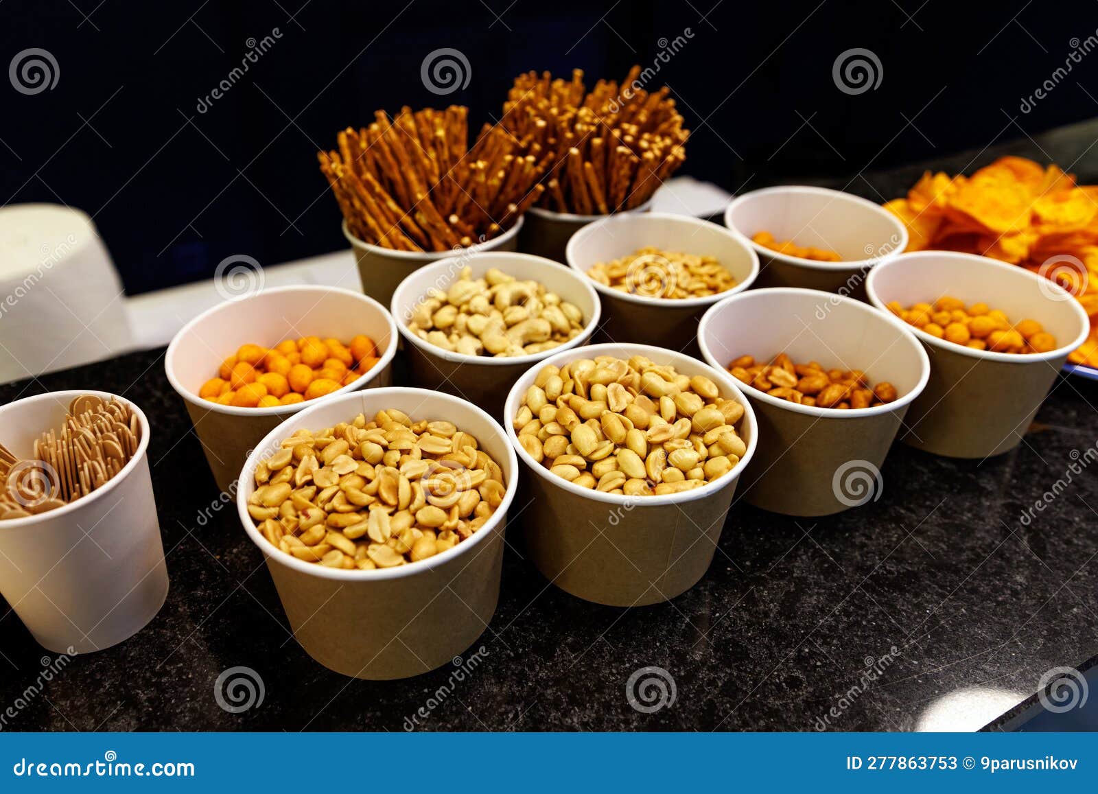 Bowls with Different Types of Nuts for Snack. Stock Illustration ...