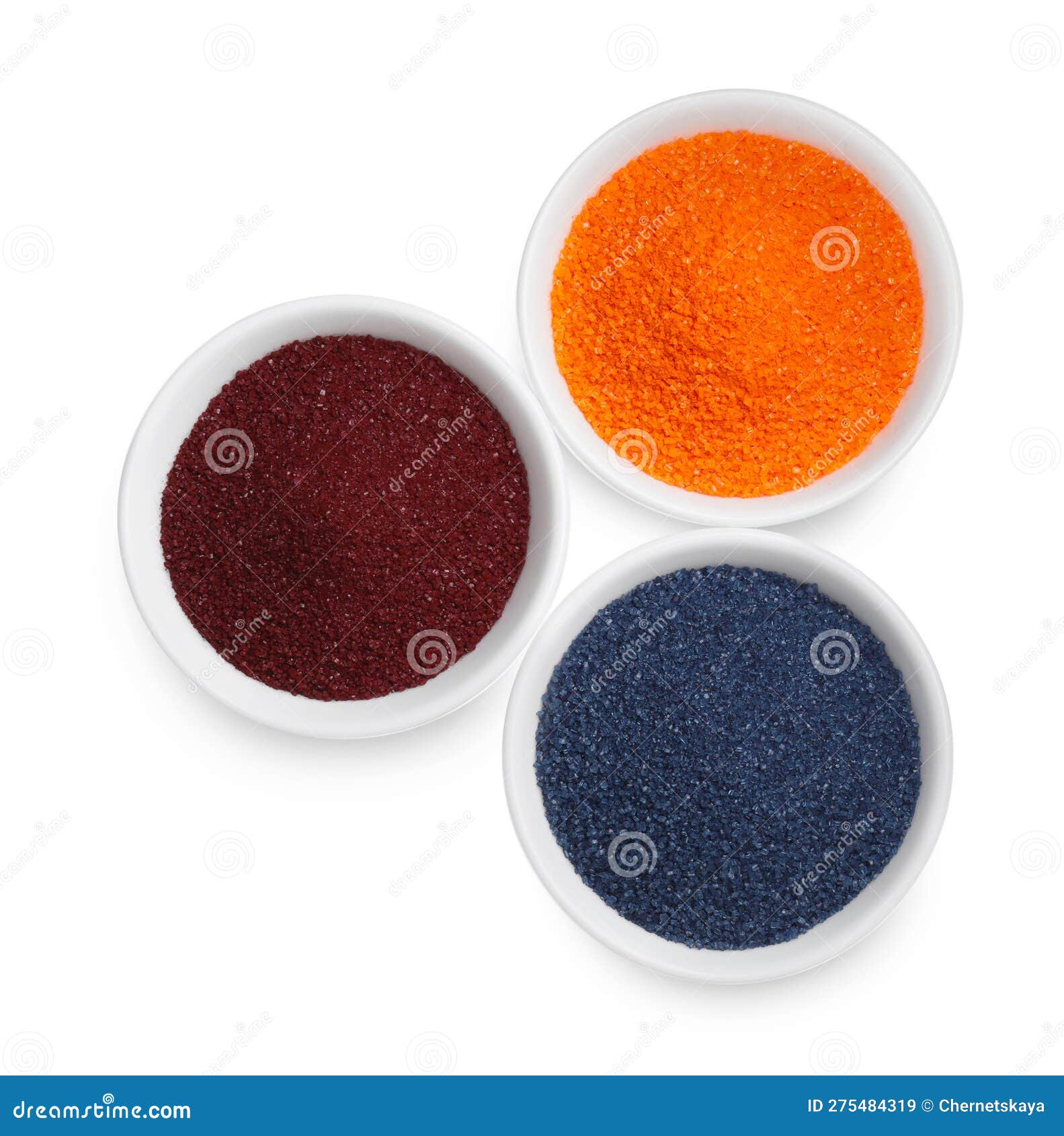Bowls with Food Coloring on White Background, Top View Stock Image ...
