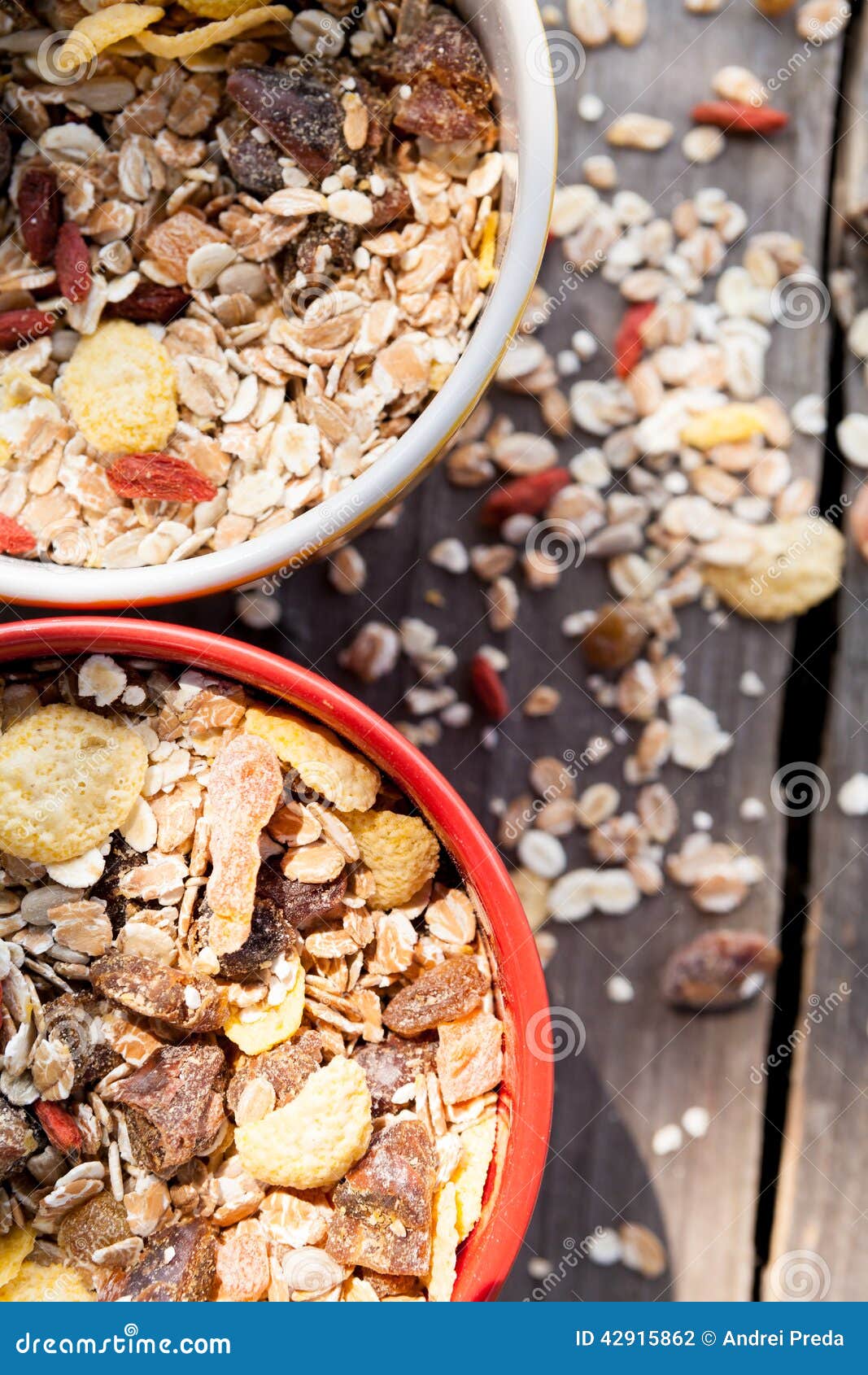 Bowls with musli stock photo. Image of granola, glass - 42915862