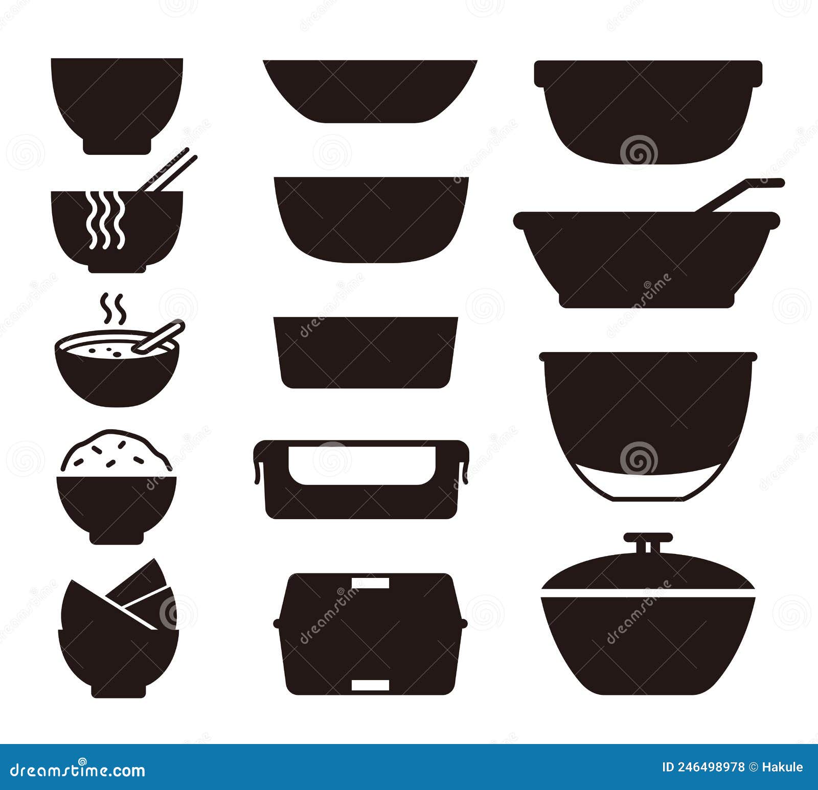 Bowls and Plates Icon Set Vector Illustration Stock Vector ...