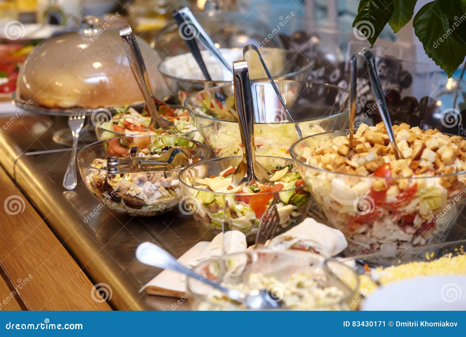 Bowls with Various Food in Self Service Restaurant Stock Image - Image ...