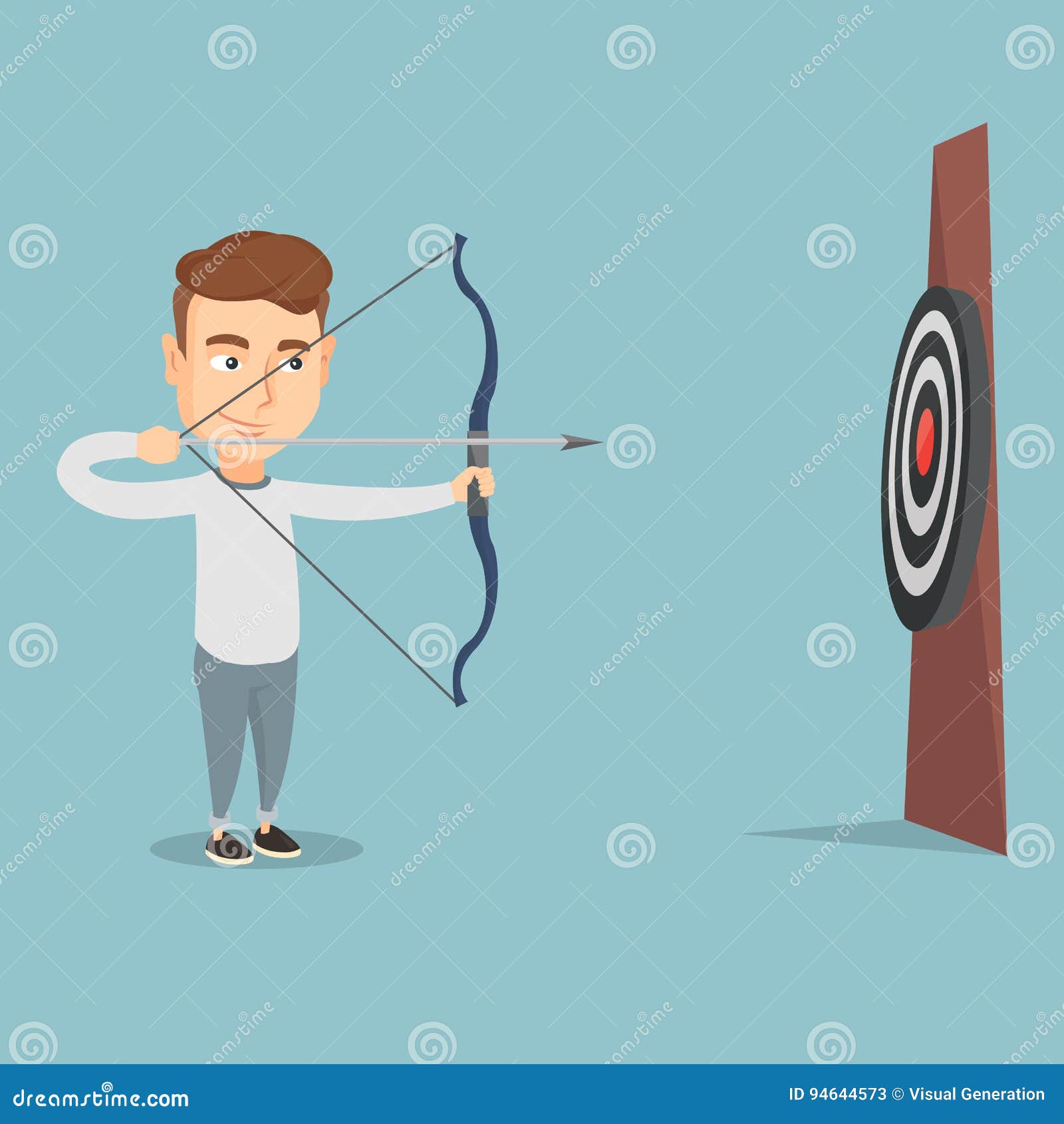 Bowman Aiming with a Bow and Arrow at the Target. Stock Vector ...