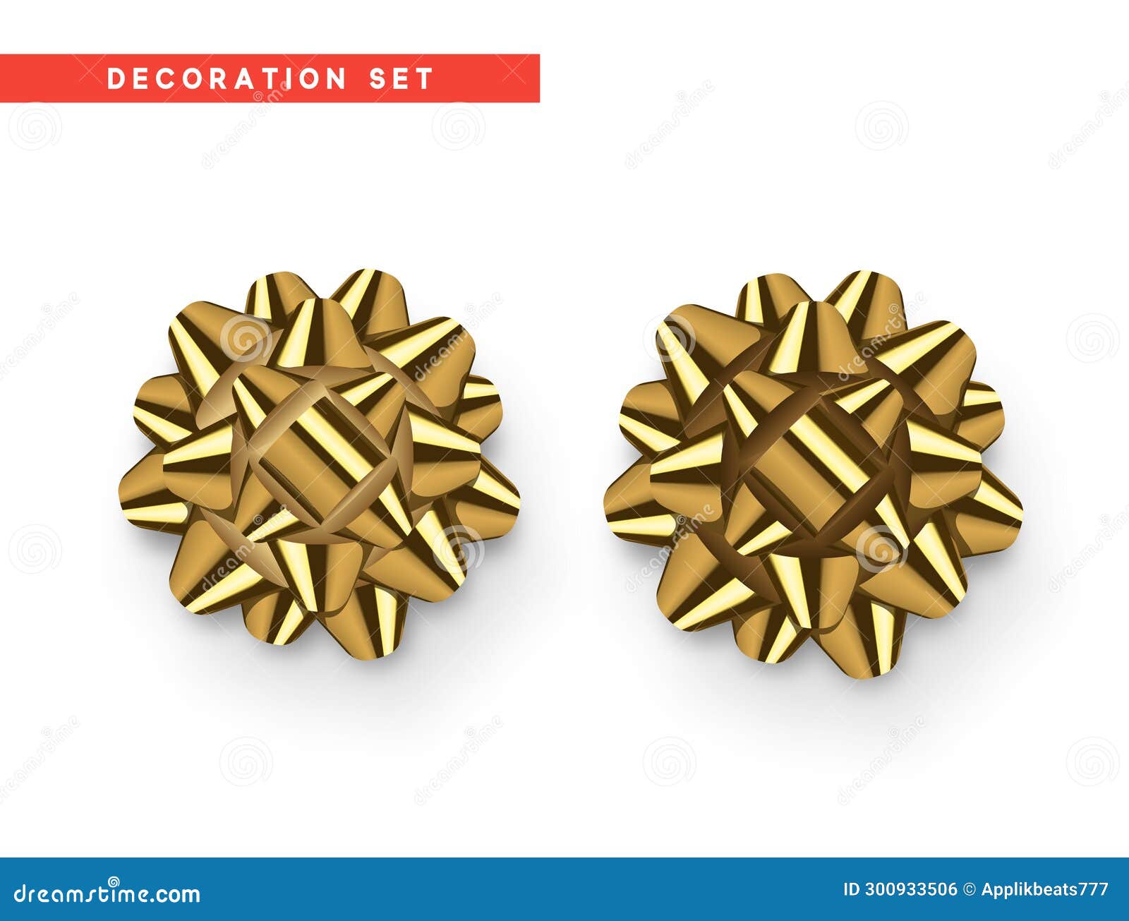 Bows Gold Realistic Design. Isolated Gift Bows with Ribbons Stock ...