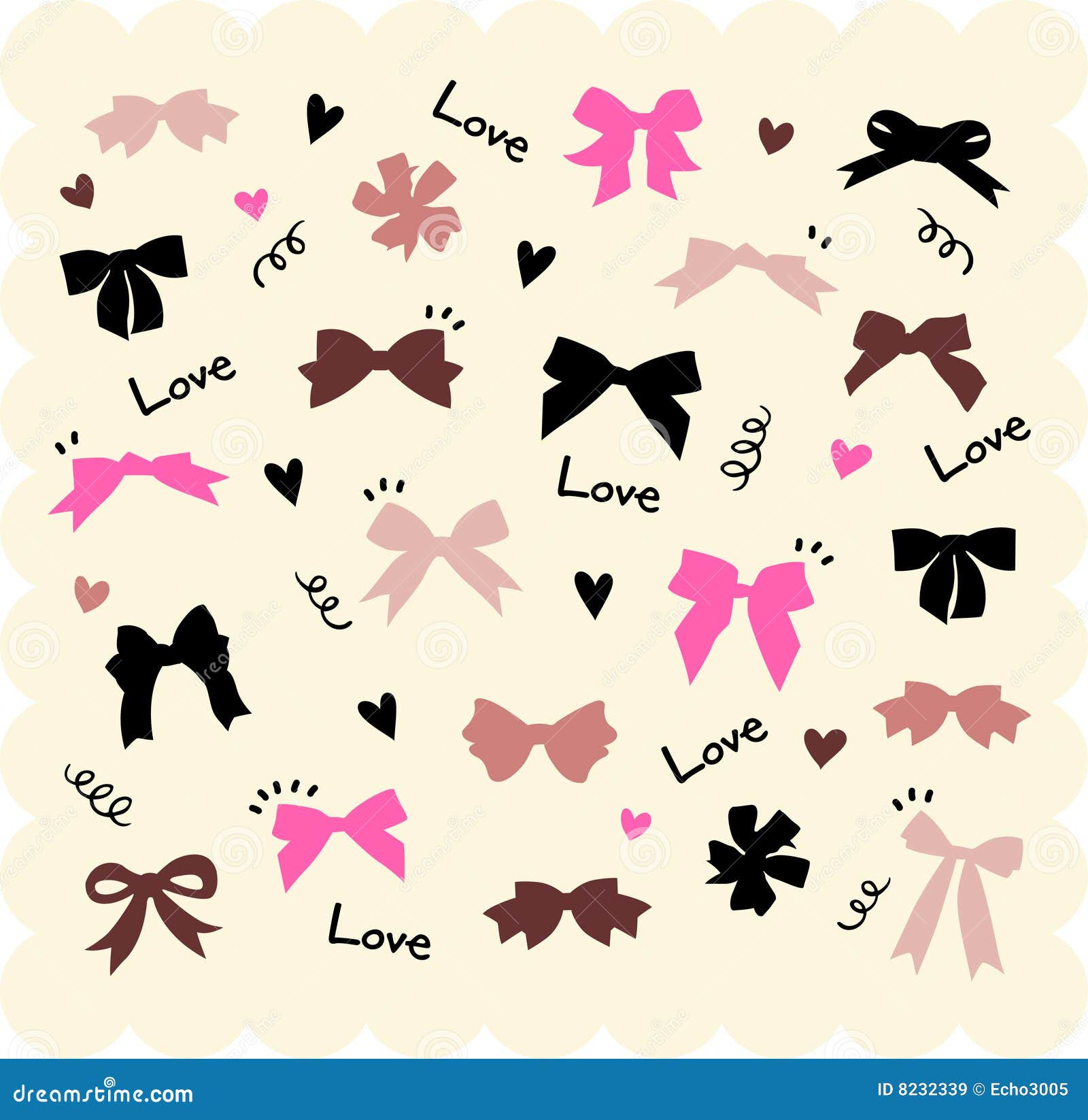 Bows and hearts backgroud stock vector. Illustration of sweet - 8232339