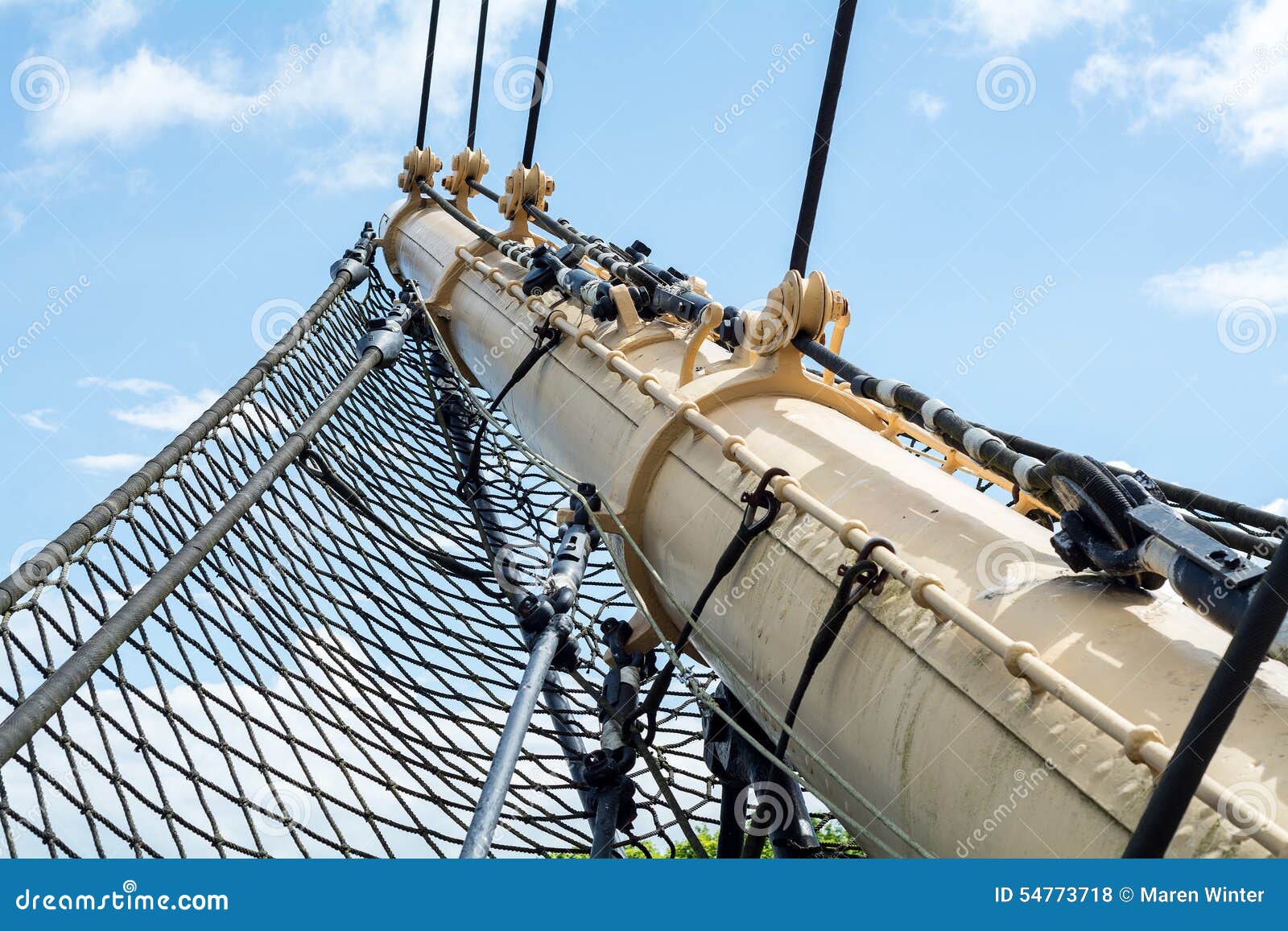 Bowsprit and Safety Net of a Historic Tall Ship Stock Photo - Image of ...