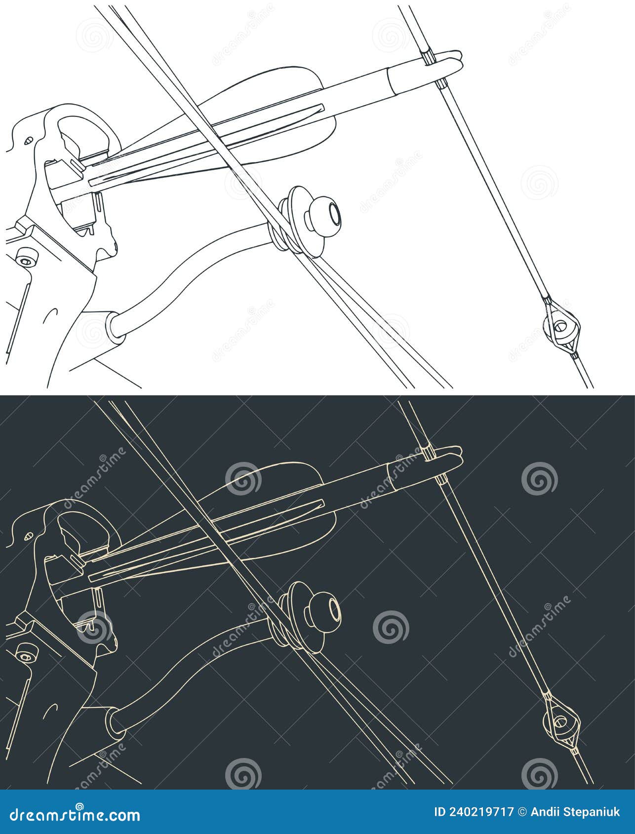 Bowstring and Bow Shelf Close-up Stock Vector - Illustration of ...