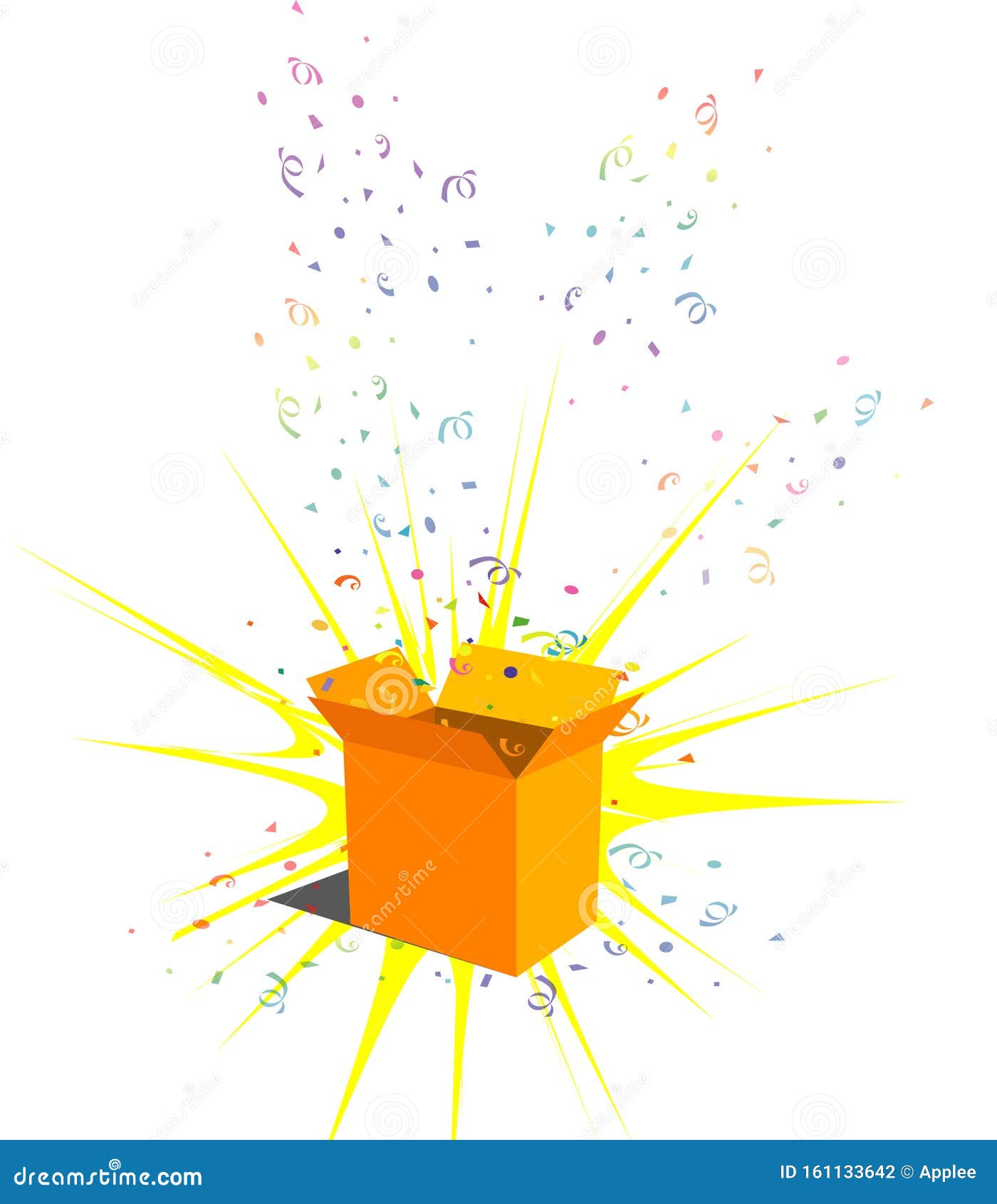 Illustrated Box with Confetti Stock Vector - Illustration of party ...