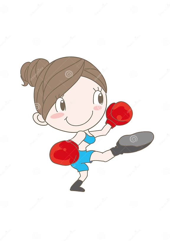 Boxercise Pose - Woman Enjoying Fitness Stock Vector - Illustration of ...