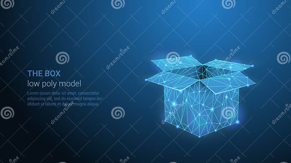 The BOX - Abstract Low Poly Open Box in Trendy Style Design. Stock ...