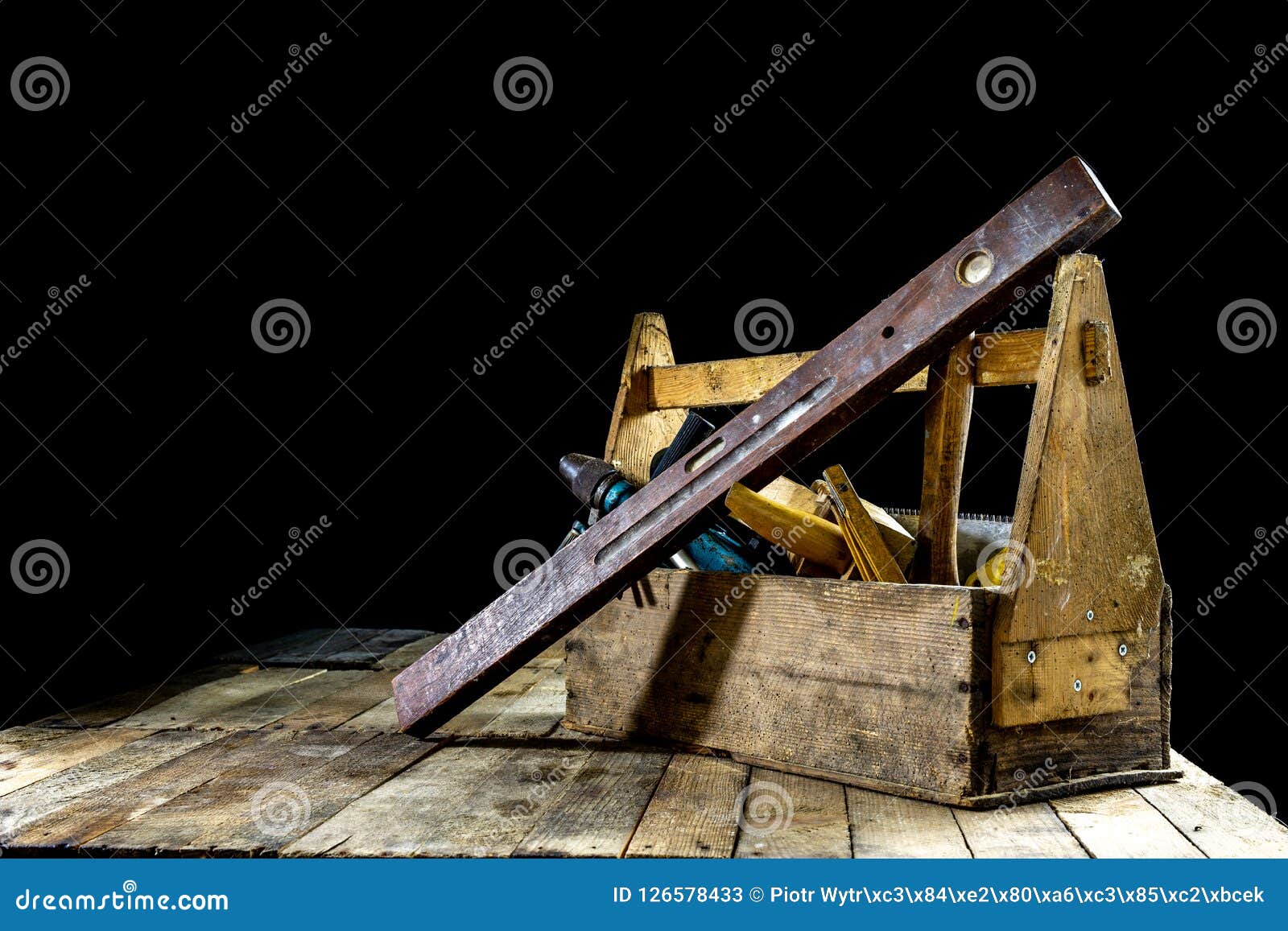 Box with Accessories for the Carpenter. Carpentry Tools in a Cra Stock ...