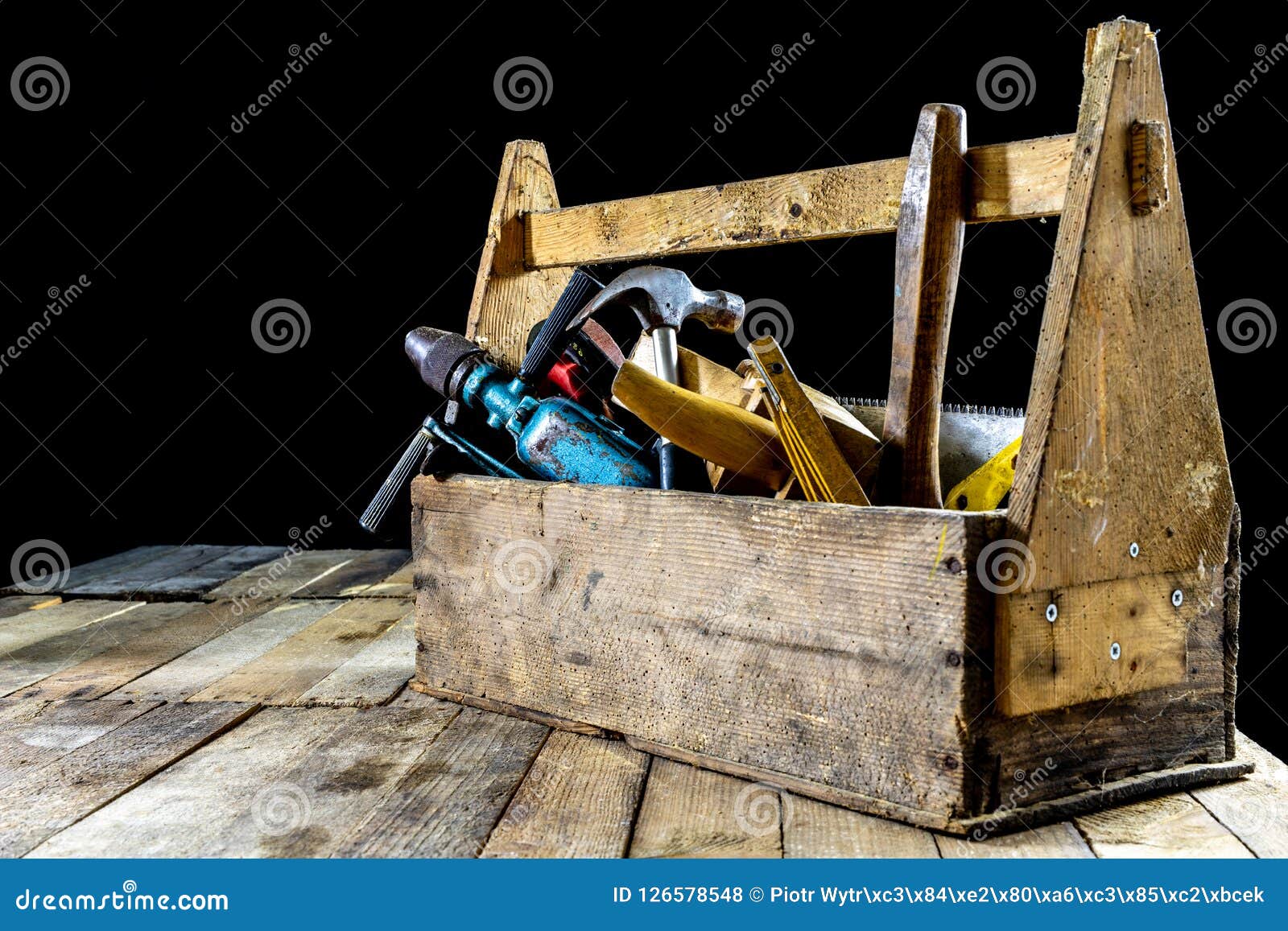 Box with Accessories for the Carpenter. Carpentry Tools in a Cra Stock ...