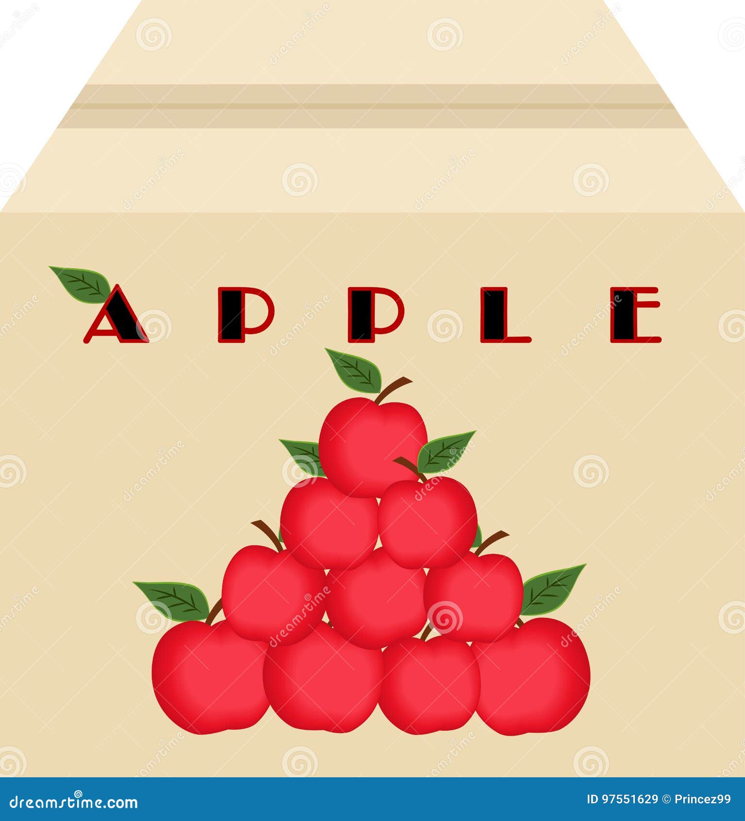Box of apples stock vector. Illustration of nature, carton - 97551629