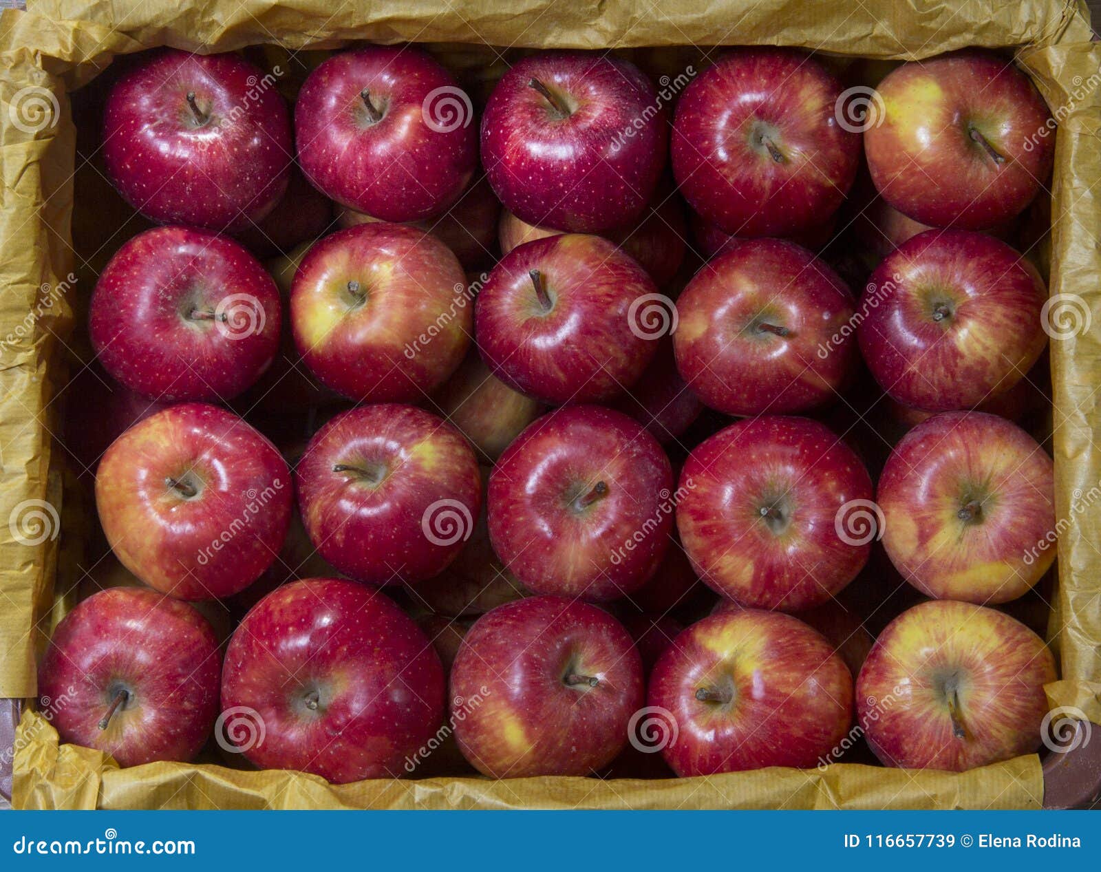 A box of apples stock image. Image of natural, wrapper - 116657739