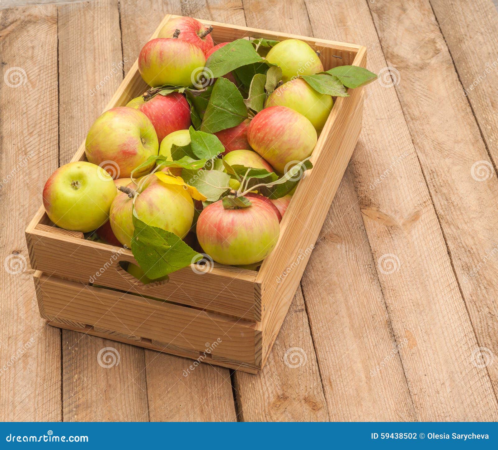 Box of Apples on Wooden Table Stock Photo - Image of nature, autumn ...