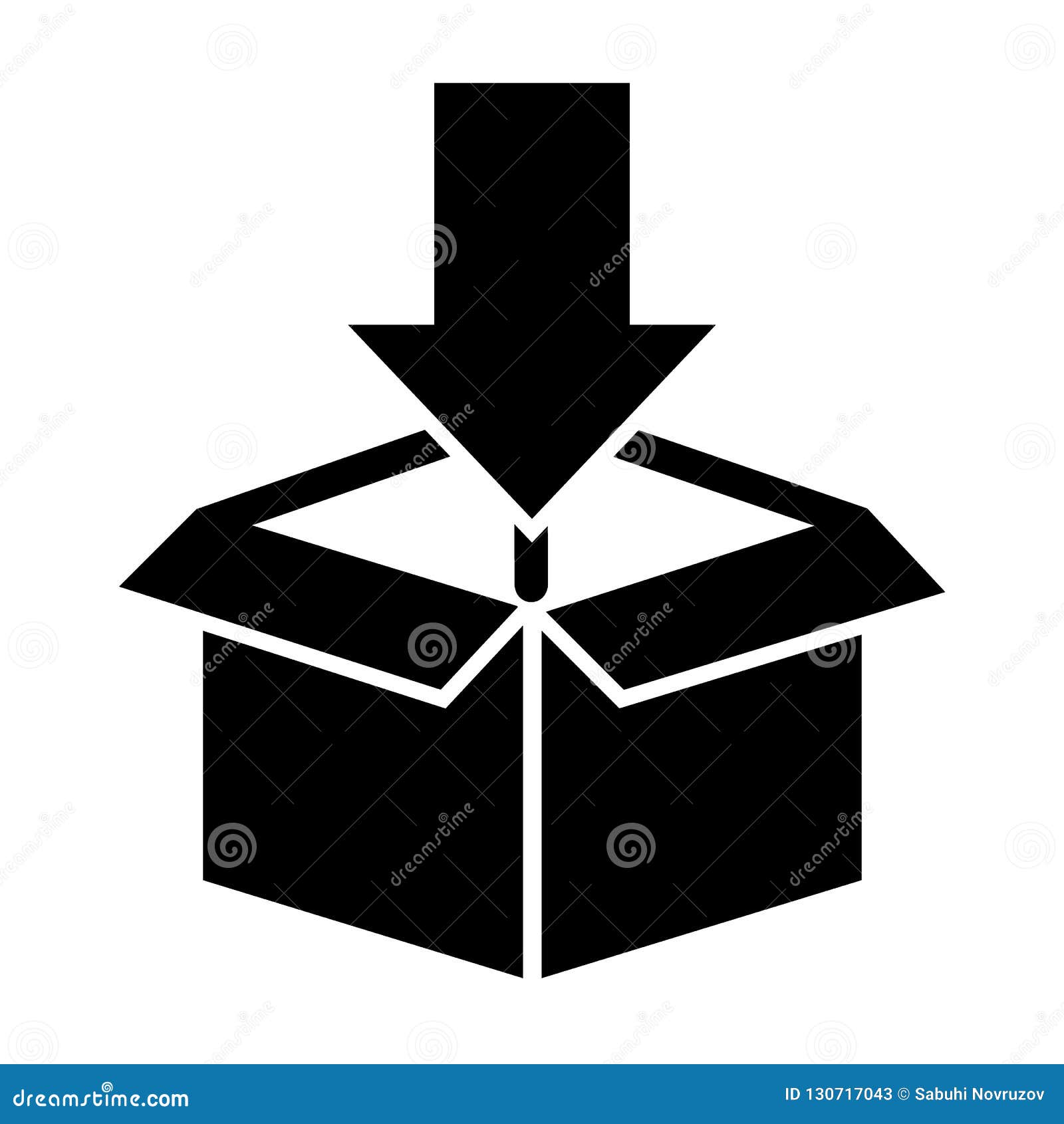 Box with Arrow Down Solid Icon. Cardboard Packaging Vector Illustration ...