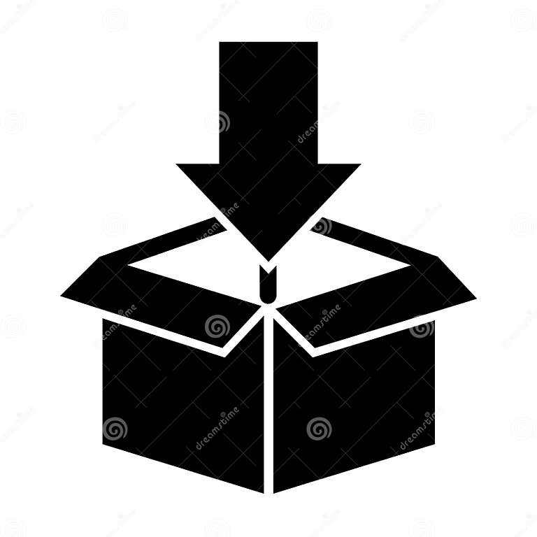 Box with Arrow Down Solid Icon. Cardboard Packaging Vector Illustration ...