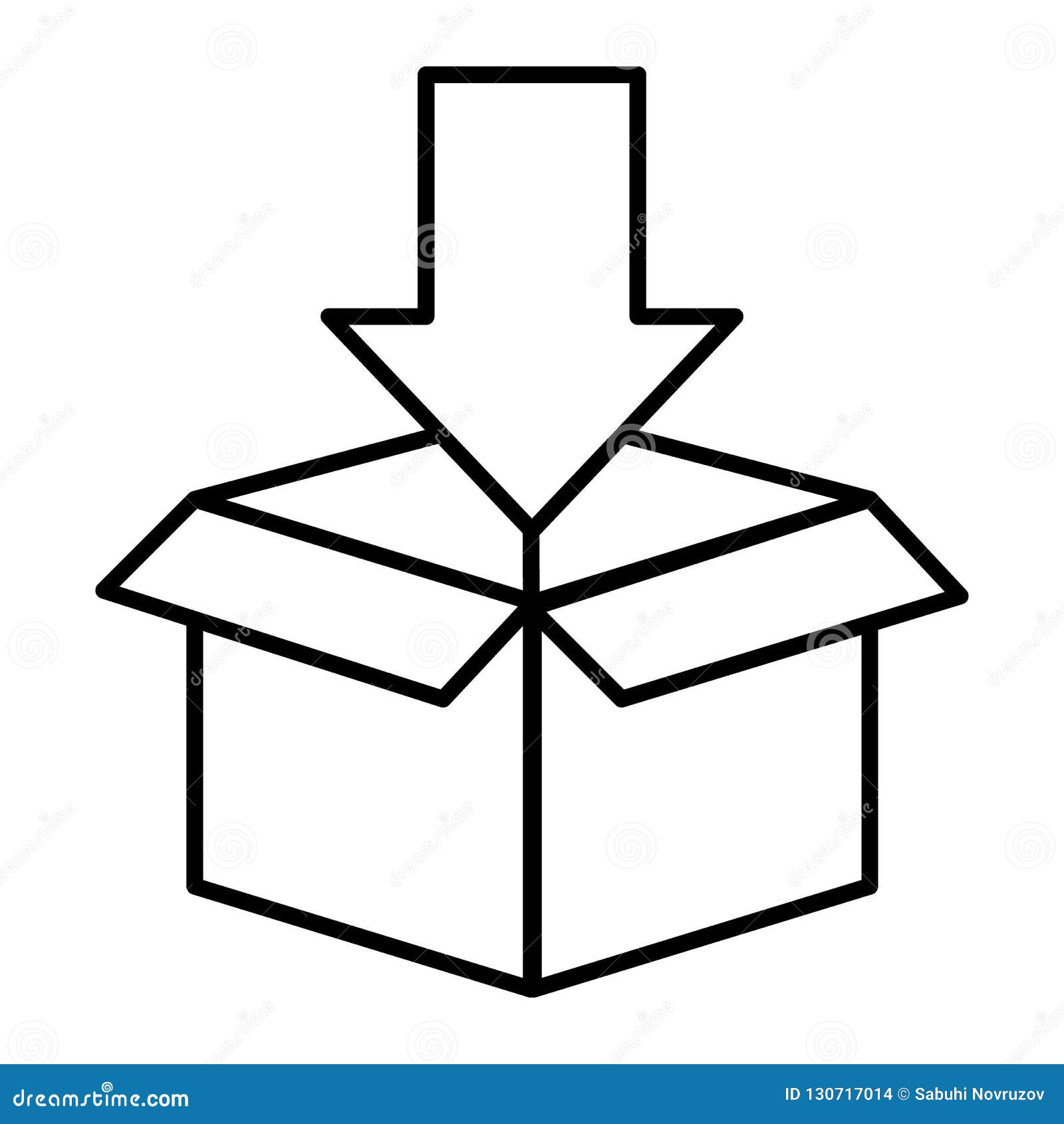 Box with Arrow Down Thin Line Icon. Cardboard Packaging Vector ...