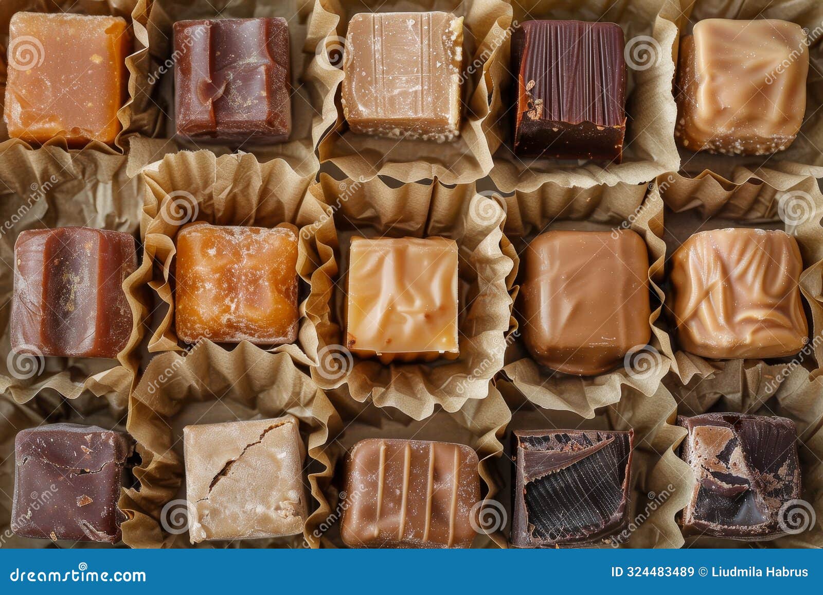 A Box of Assorted Chocolates with a Brown Wrapper Stock Image - Image ...