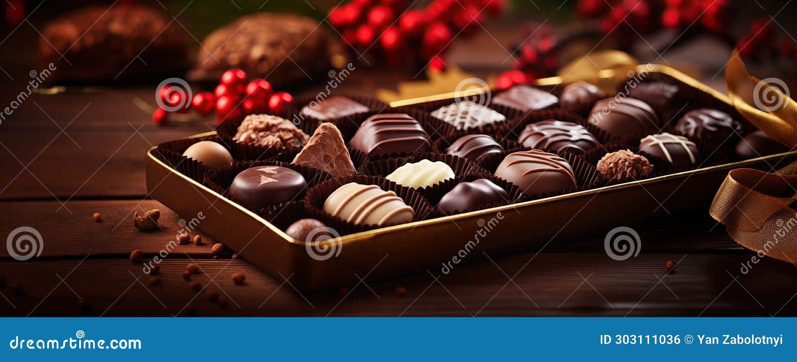 Assorted Chocolates Airy Cookies Bonbons Top View Close Up Food