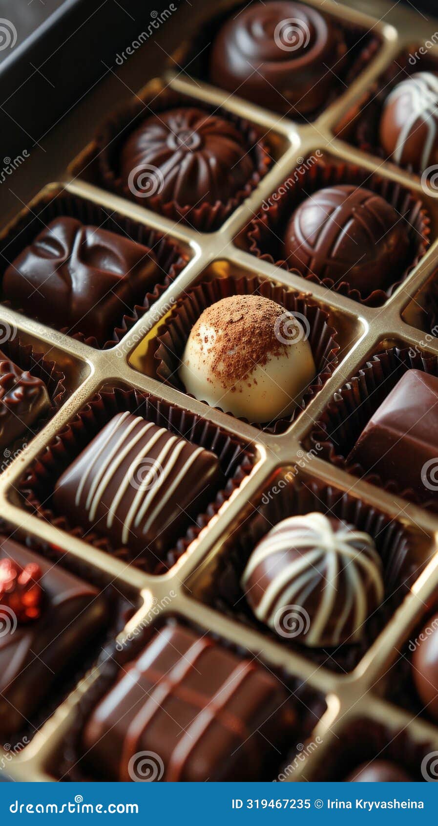 Box of Assorted Chocolates on Table Stock Image - Image of holiday ...