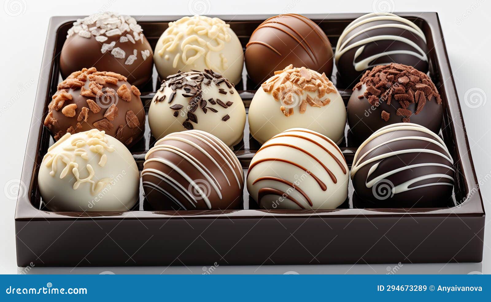 A Box of Assorted Chocolates on a White Surface Stock Illustration ...