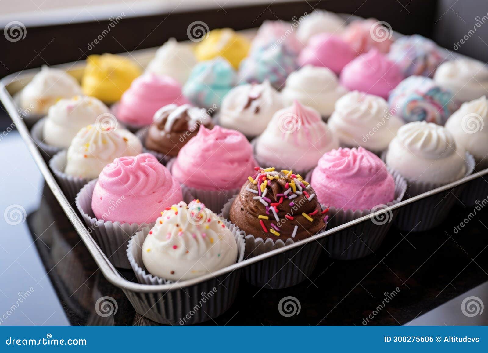 Box of Assorted Cupcakes Being Unwrapped Stock Photo - Image of ...