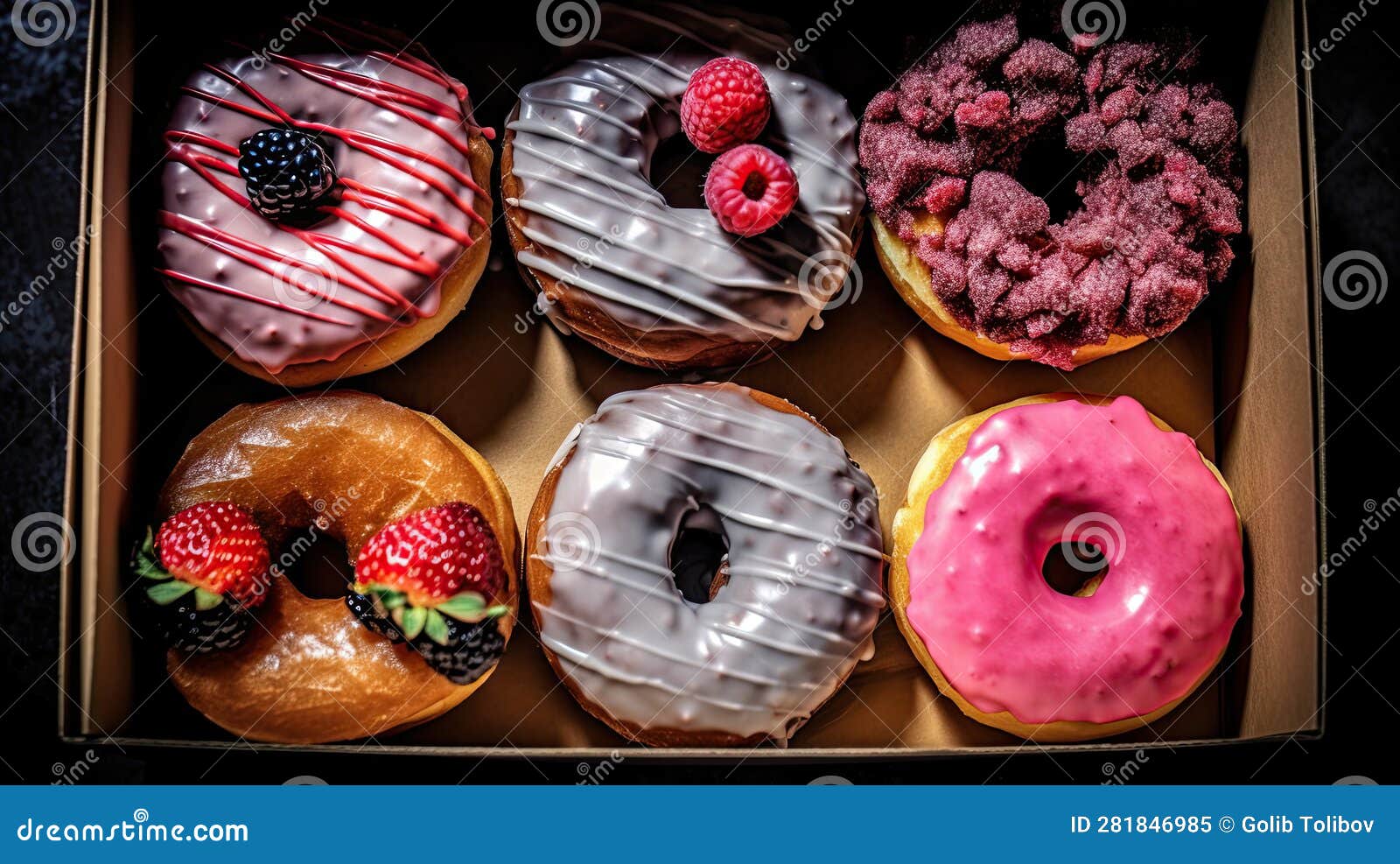 A Box of Assorted Donuts with Different Toppings Stock Illustration ...