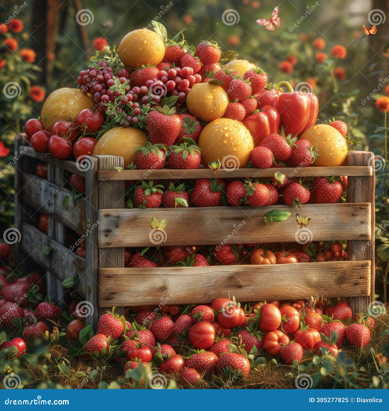 Box with Assorted Fruits and Vegetables Stock Illustration ...