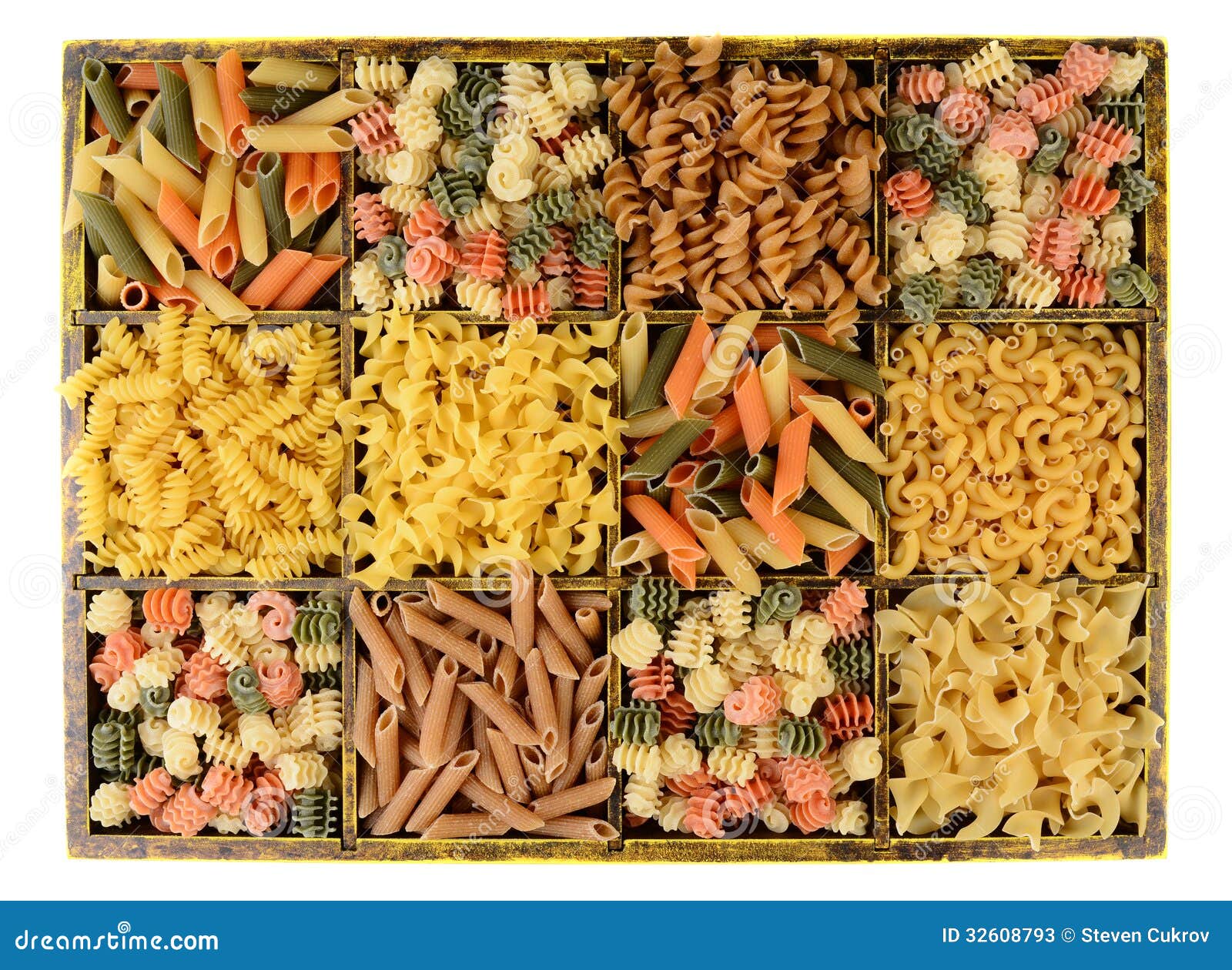 Box of Assorted Pastas stock image. Image of tricolor - 32608793