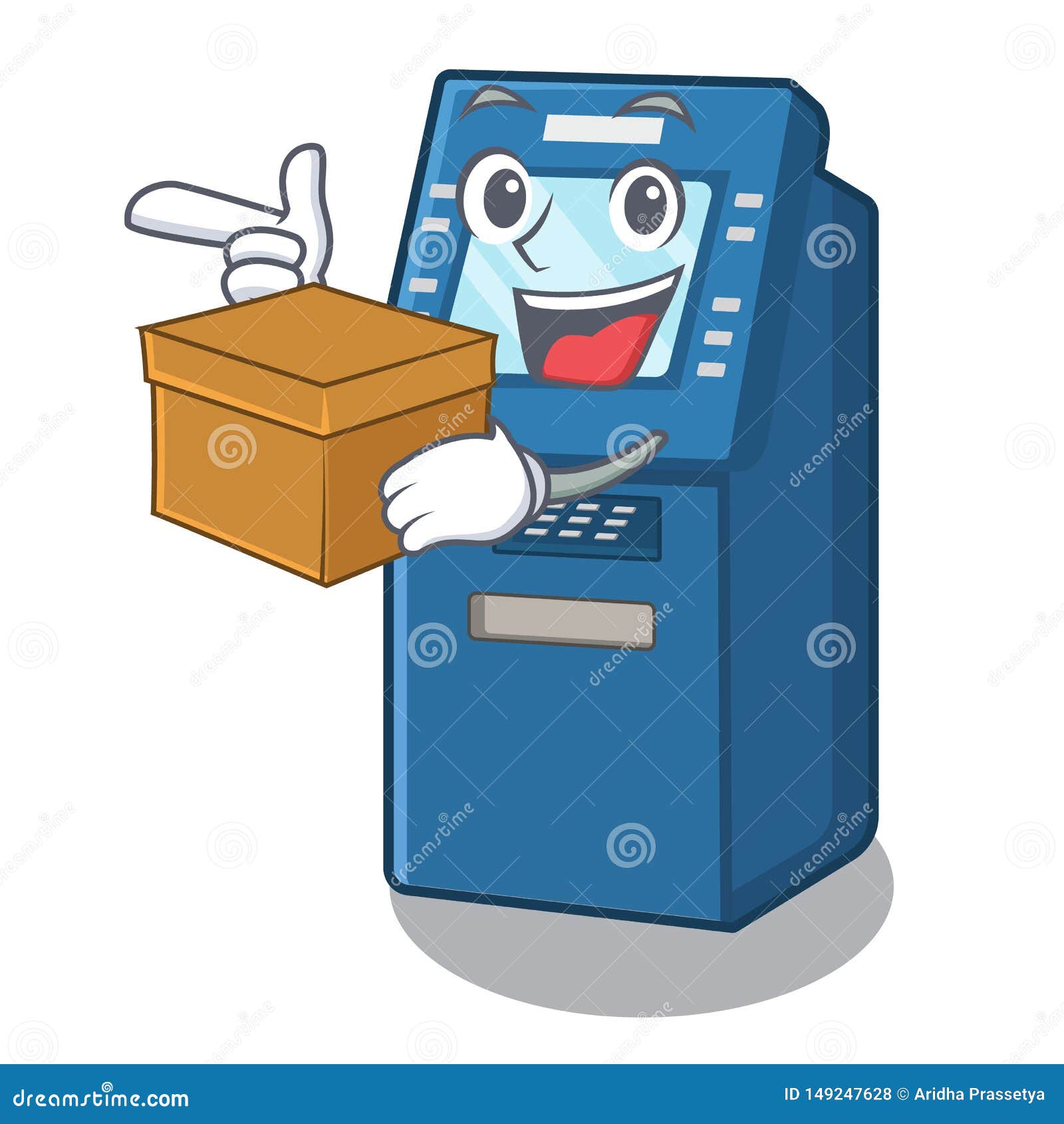 With Box ATM Machine in the Cartoon Shape Stock Vector - Illustration ...