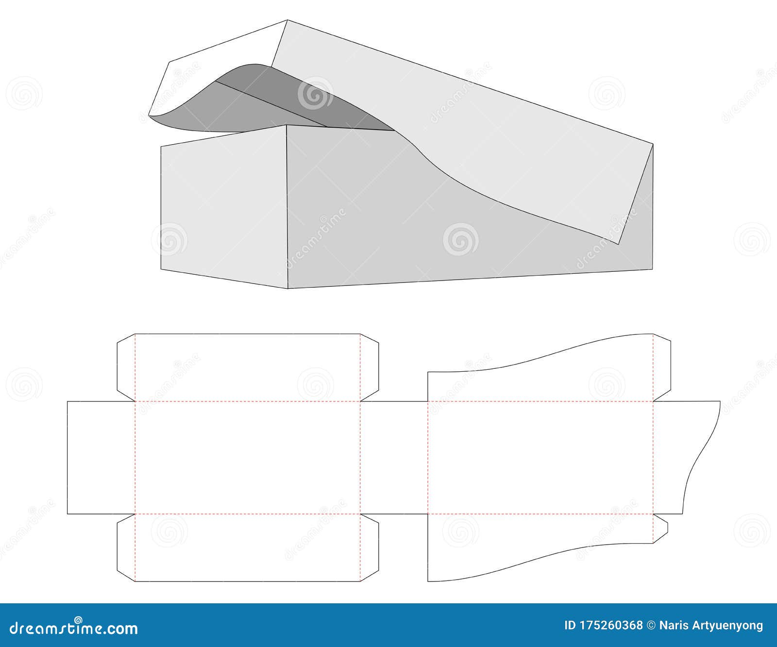 Box With The Base And Lid Attached Together Die Cut Template Vector ...