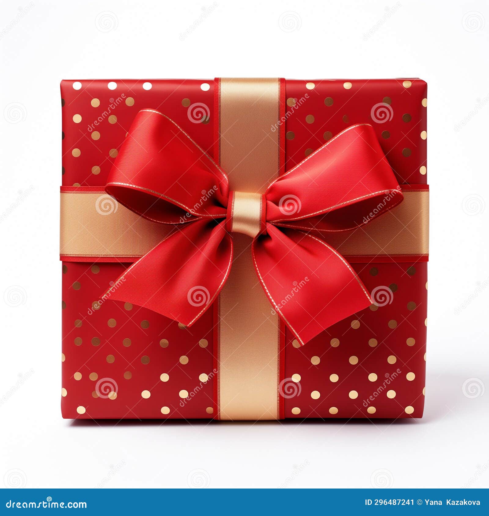 Box in Beautiful Paper with Red Ribbon on a White Isolated Background ...