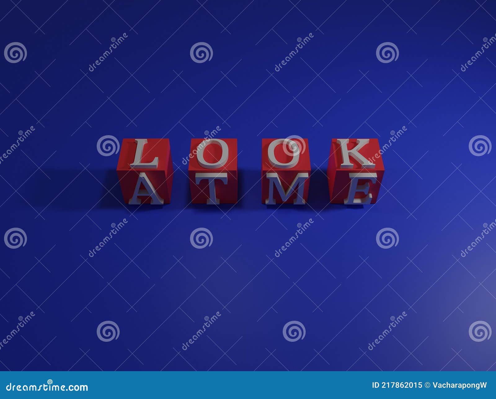 Box on Blue Background with Look at Me Text Message Stock Image - Image ...
