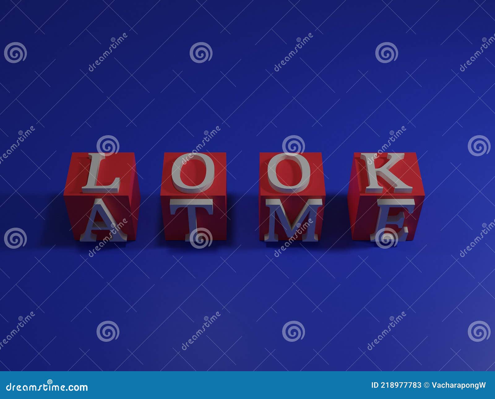 Box on Blue Background with Look at Me Text Message Stock Image - Image ...