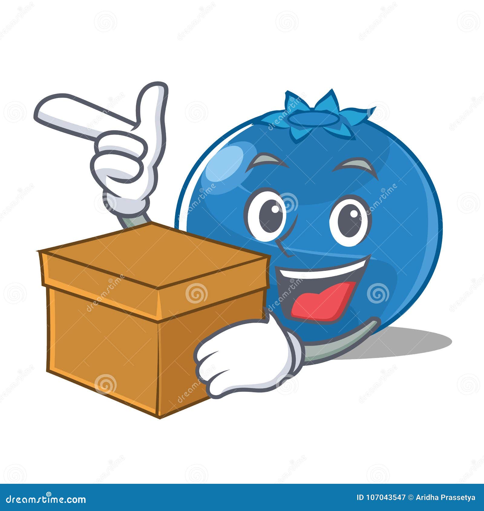 With Box Blueberry Character Cartoon Style Stock Vector - Illustration ...