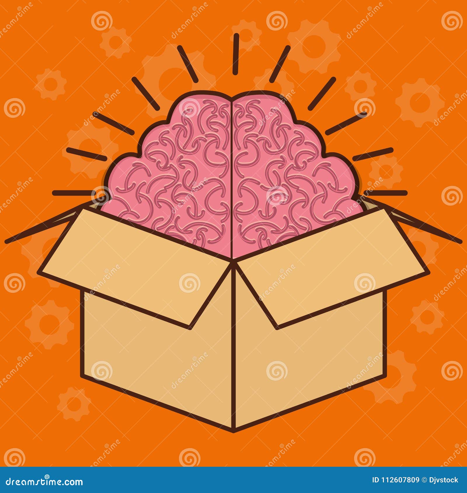 Box with brain icon stock vector. Illustration of creative - 112607809