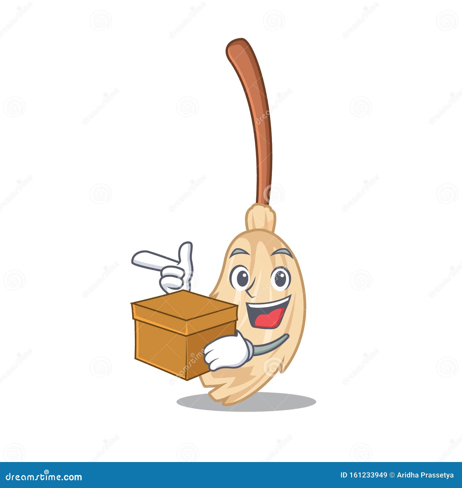 With Box Broom with the in Cartoon Shape Stock Vector - Illustration of ...