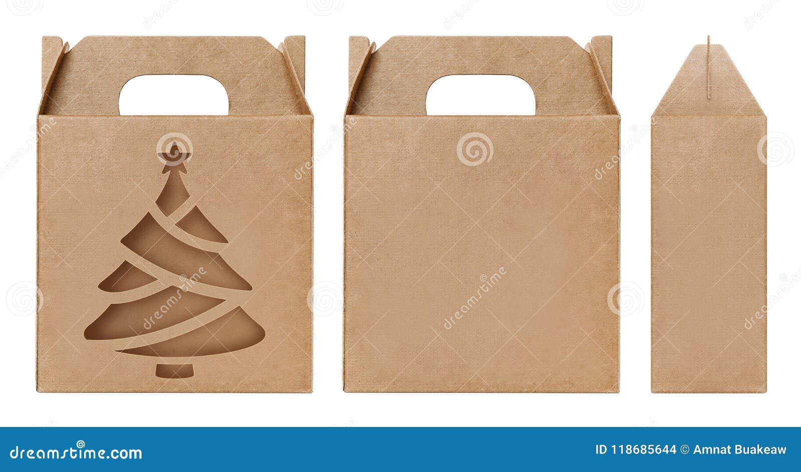 Box Brown Window Shape Cut Out Packaging Template, Empty Kraft Box ...