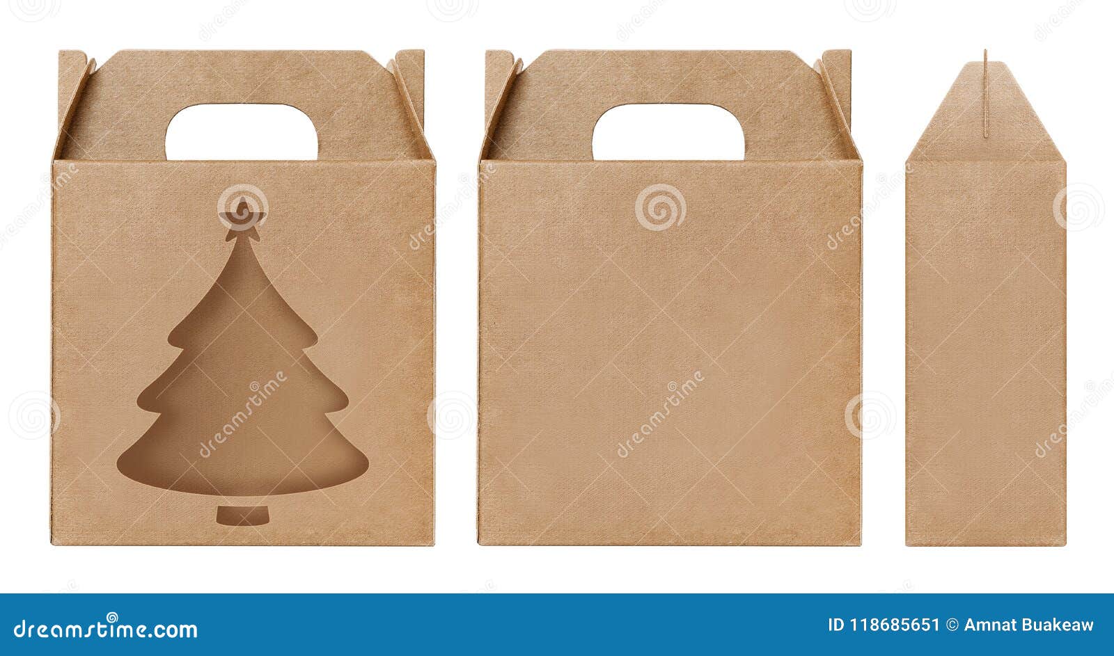Box Brown Window Christmas Tree Shape Cut Out Packaging Template, Empty ...