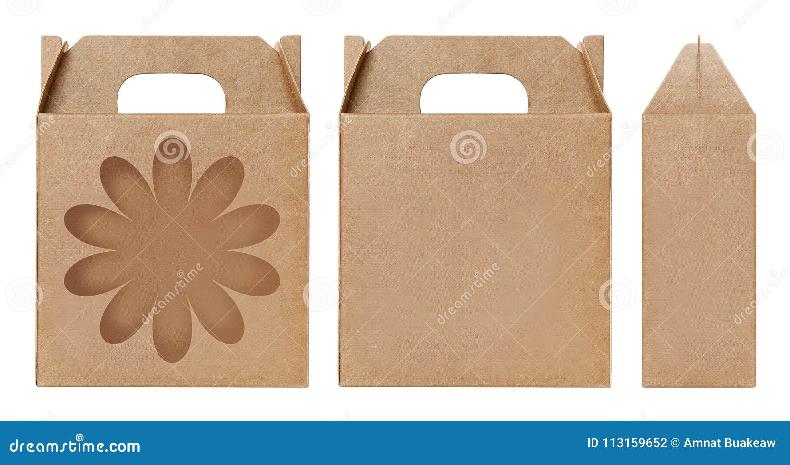 Brown Box Window Shape Cut Out Packaging Template, Empty Box Cardboard ...