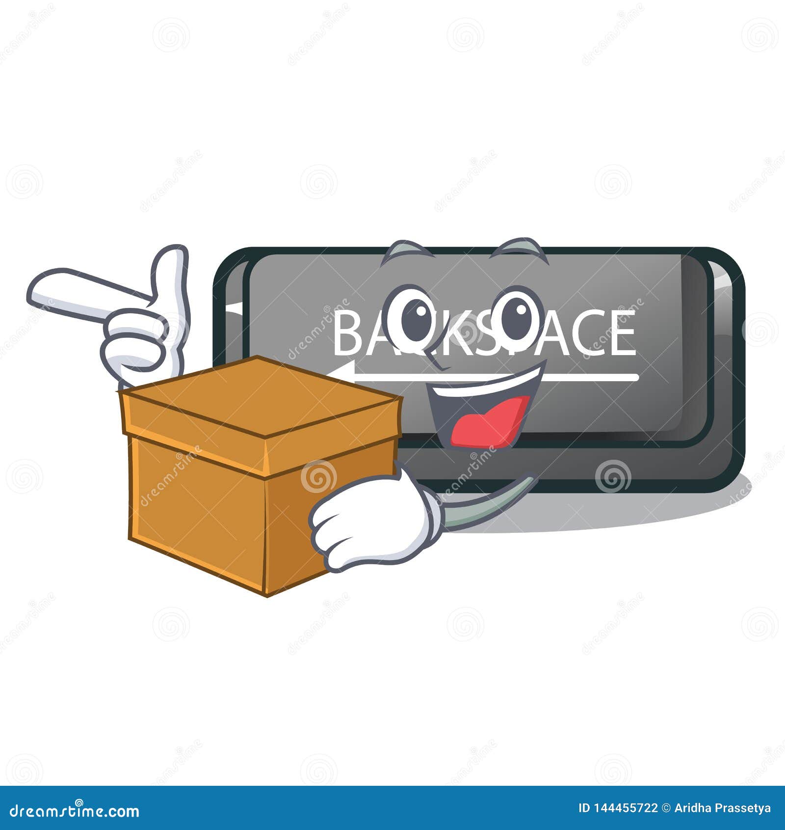 With Box Button Backspace In The Shape Cartoon Vector Illustration ...