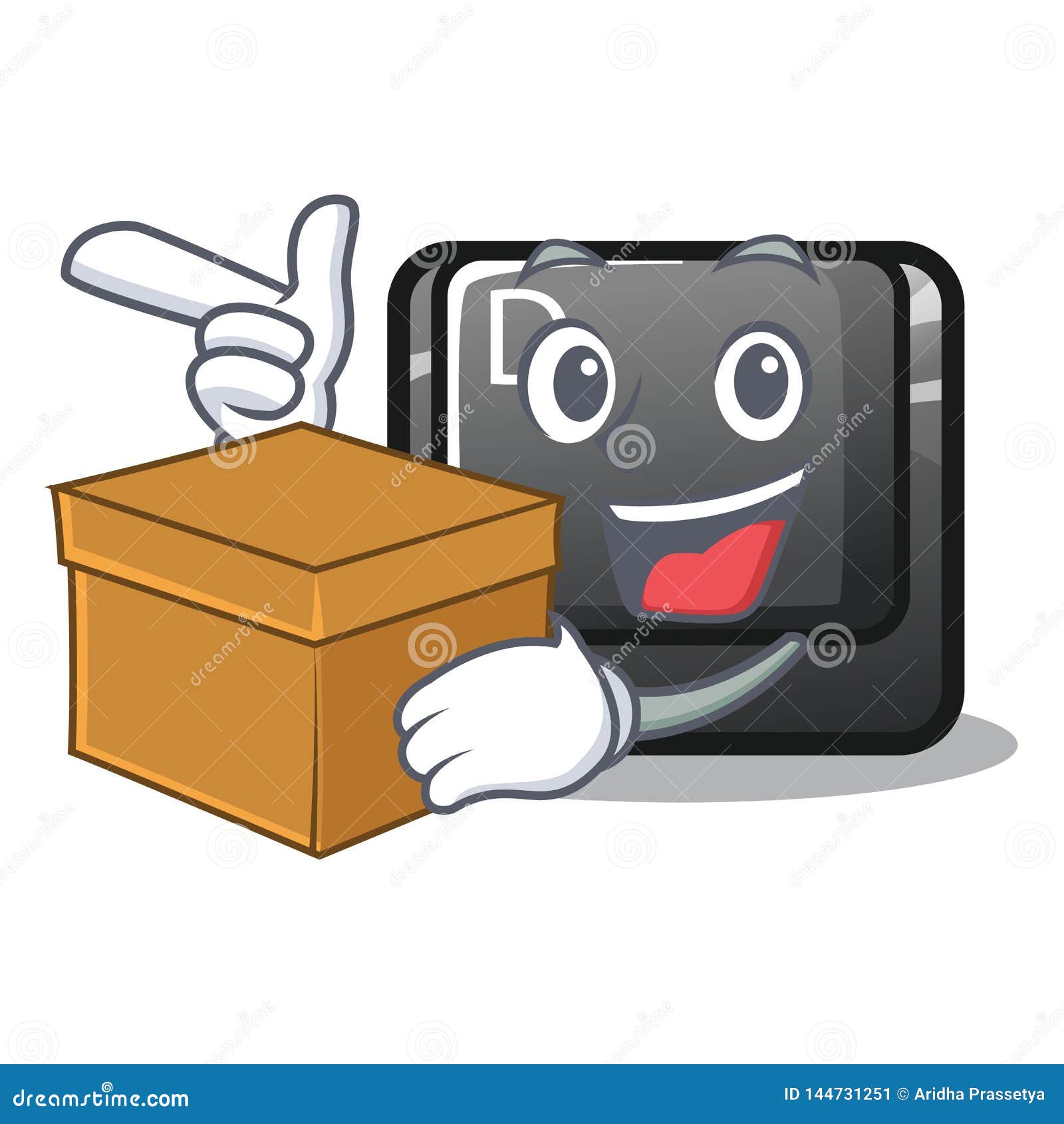 With Box Button D Isolated in the Cartoon Stock Vector - Illustration ...