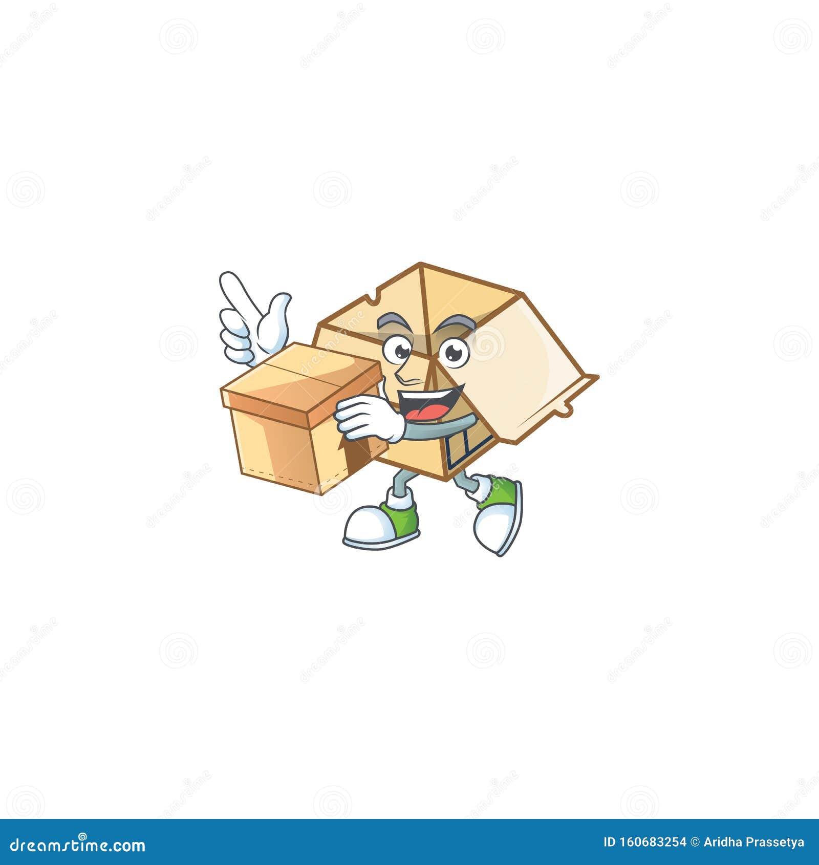 With Box Cardboard Open with Character Mascot Shape Stock Vector ...