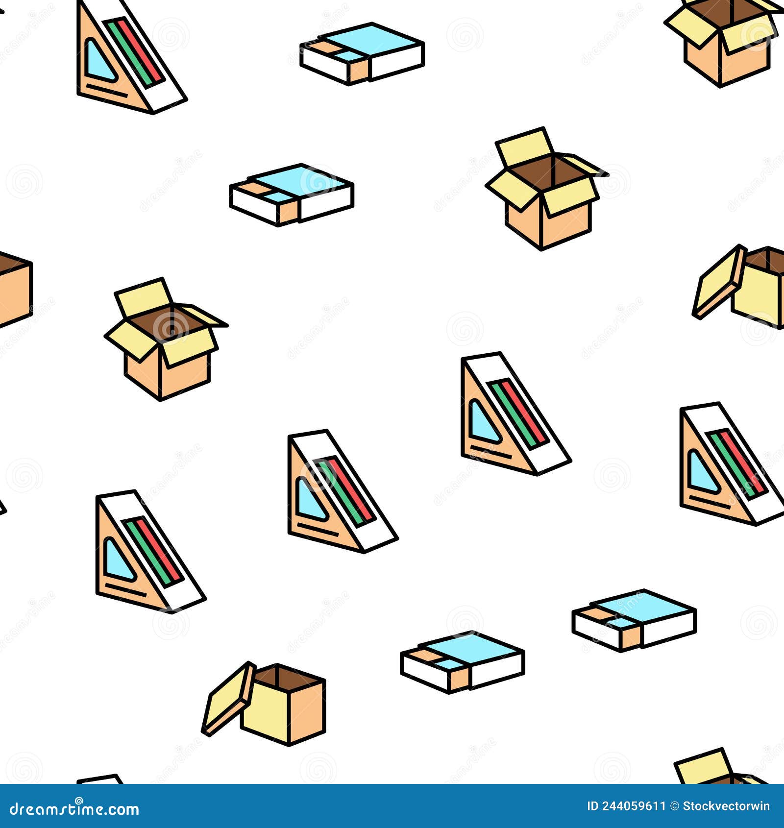 Box Carton Container Vector Seamless Pattern Stock Vector ...