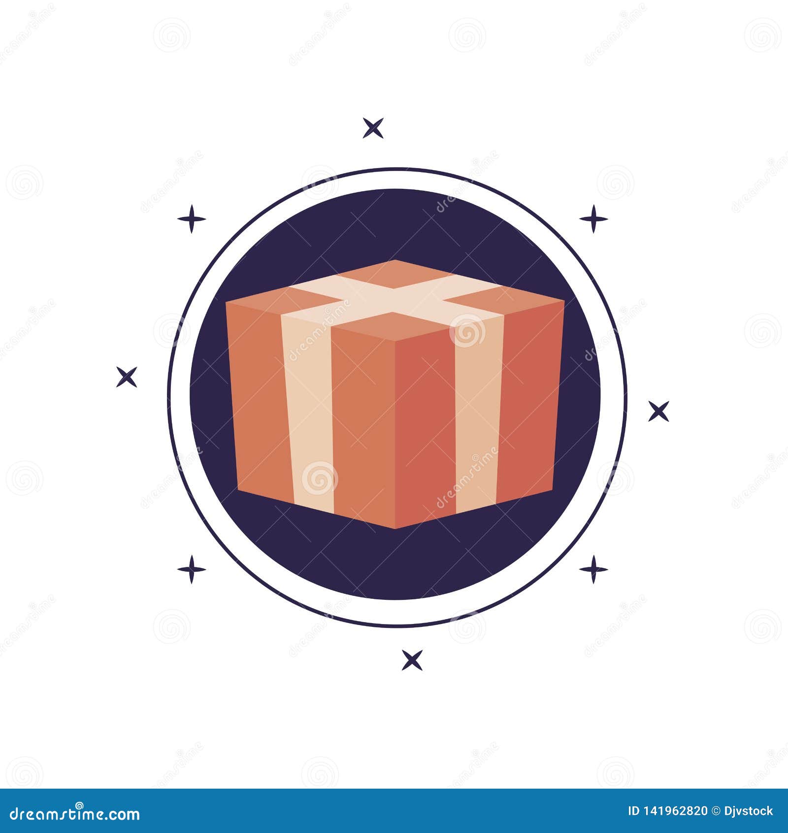 Box Carton in Frame Circular Stock Vector - Illustration of cargo ...