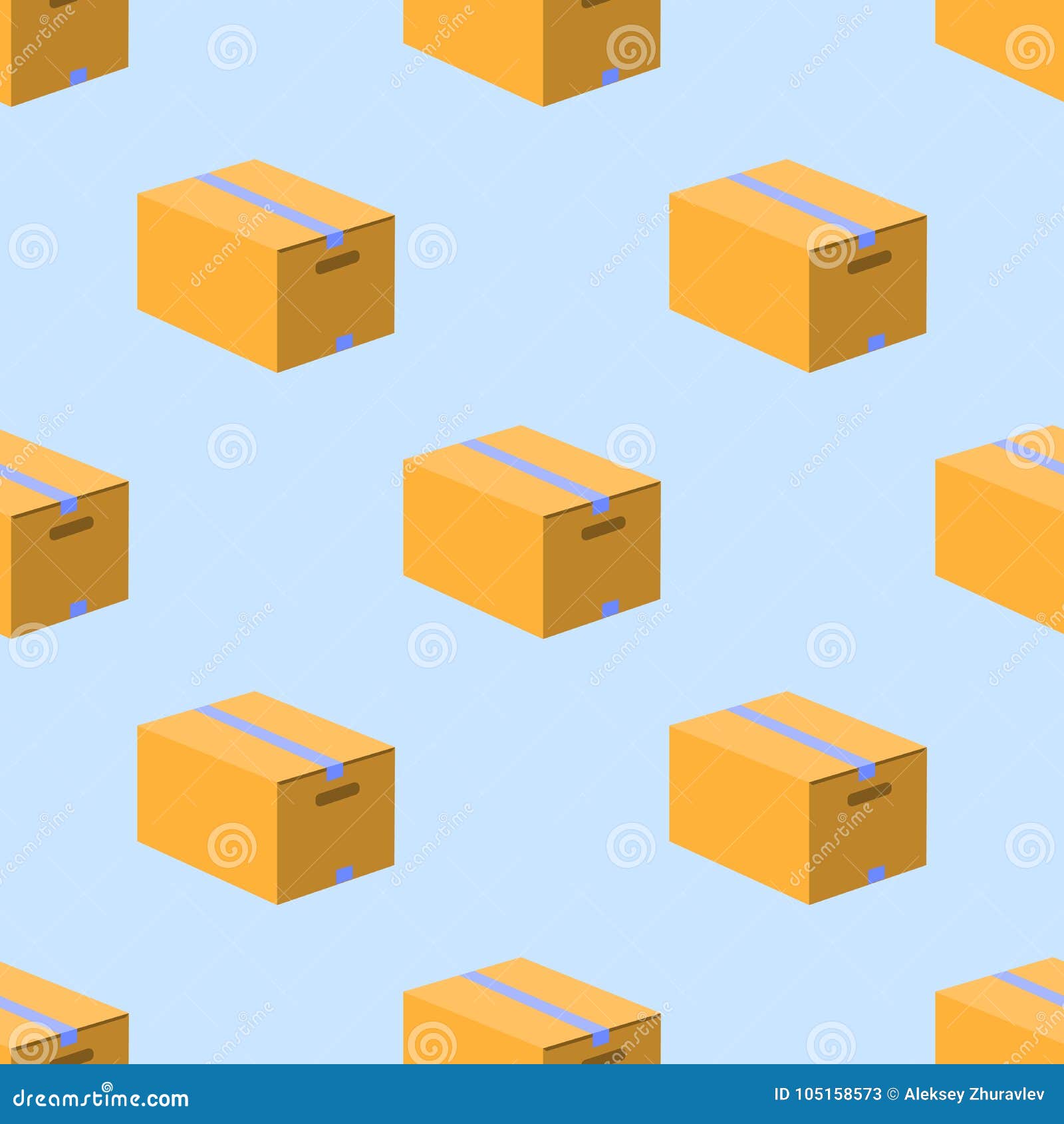 Box Carton Seamless Pattern on Blue Background. Flat Design Stock ...