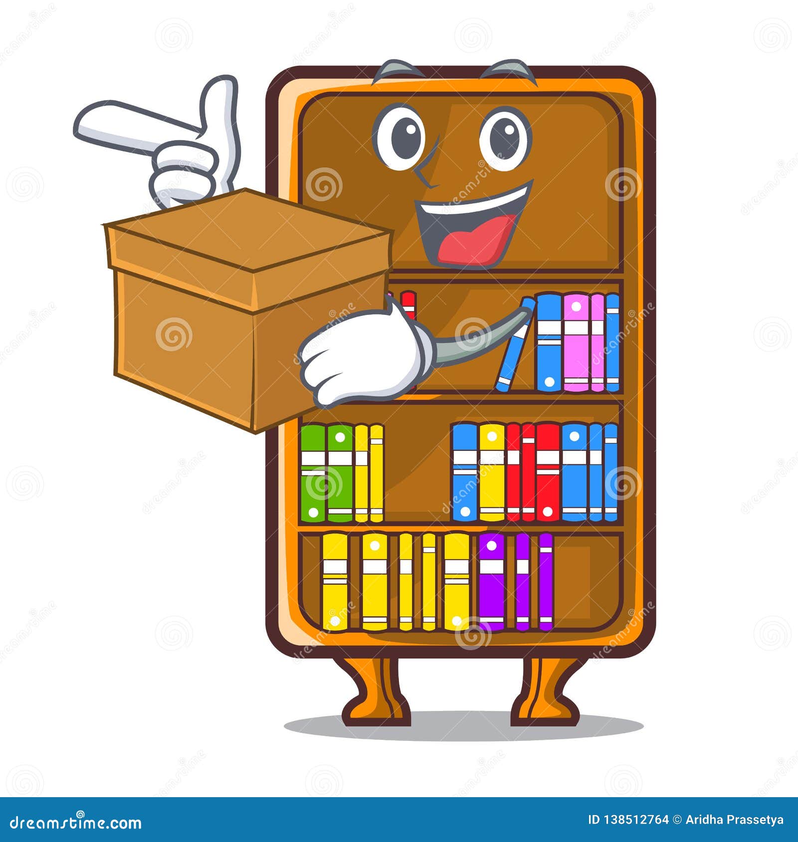 With Box Cartoon Bookcase in the Shape Wood Stock Vector - Illustration ...